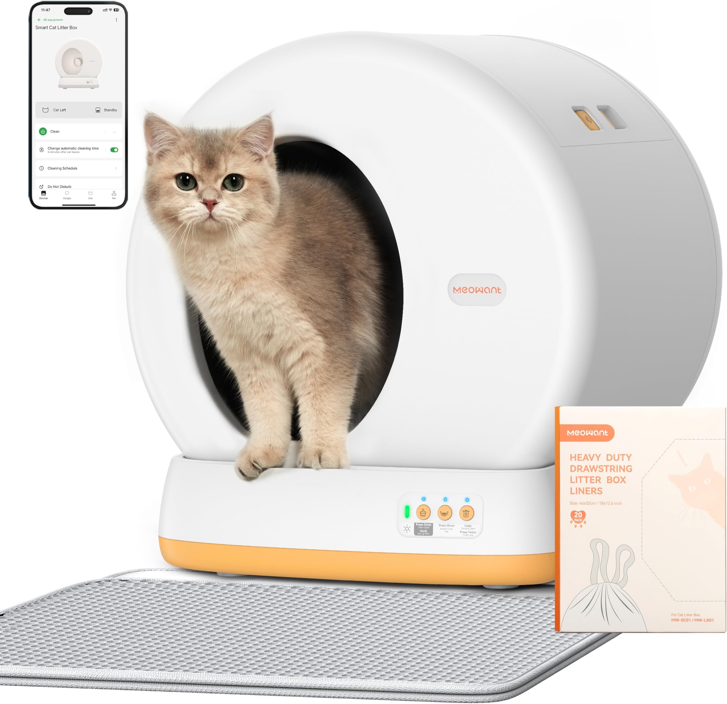 Amazon.com: MeoWant Automatic Cat Litter Box，Anti Pinch Self Cleaning ...