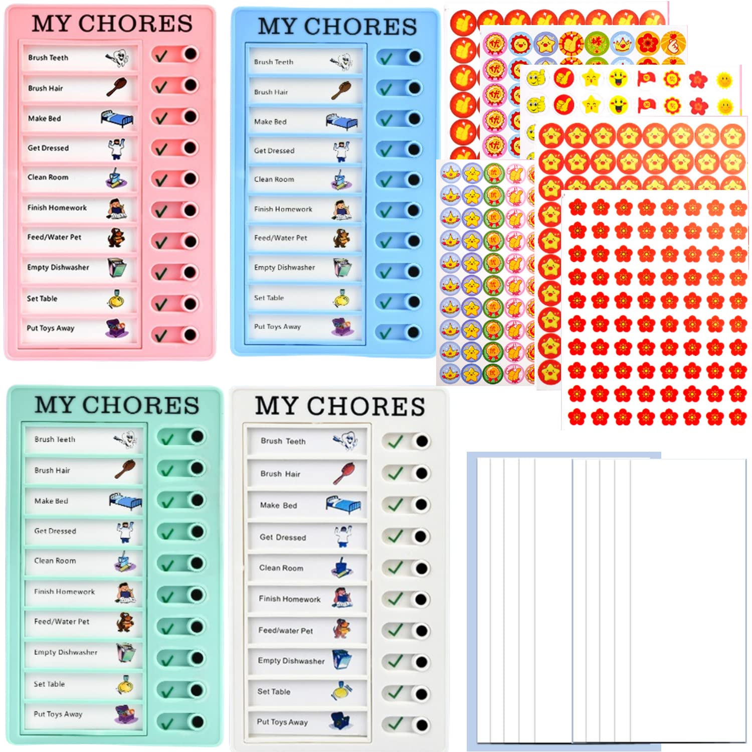 Buy 4pcs Colour My Chores Checklist Boards,10pcs Cardstock Chore ...