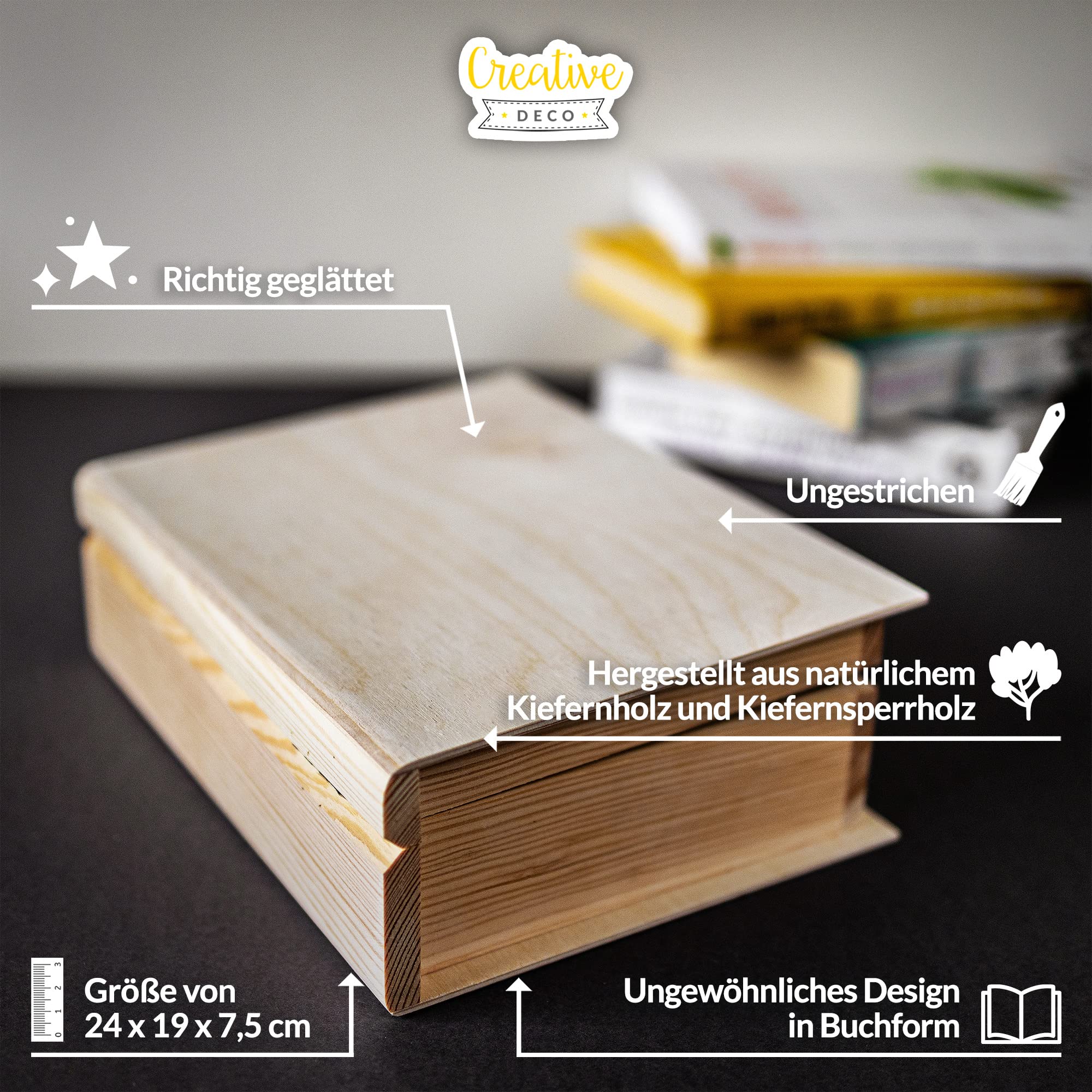 Wooden Book Box Style Wooden Book Box Etsy