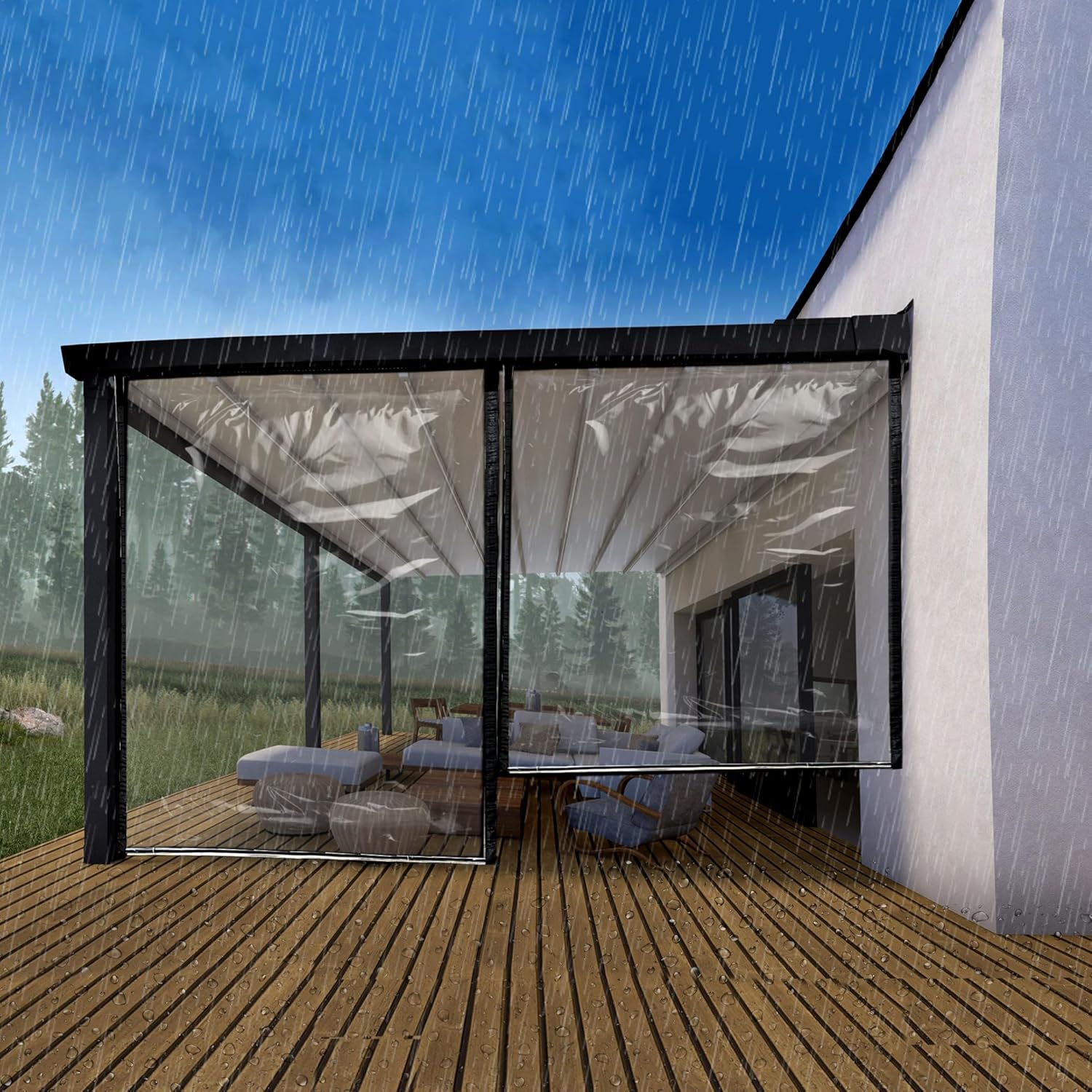 HIPPO Waterproof Balcony Chick Blind W-4FT X H-7FT Sun & Rain ...
