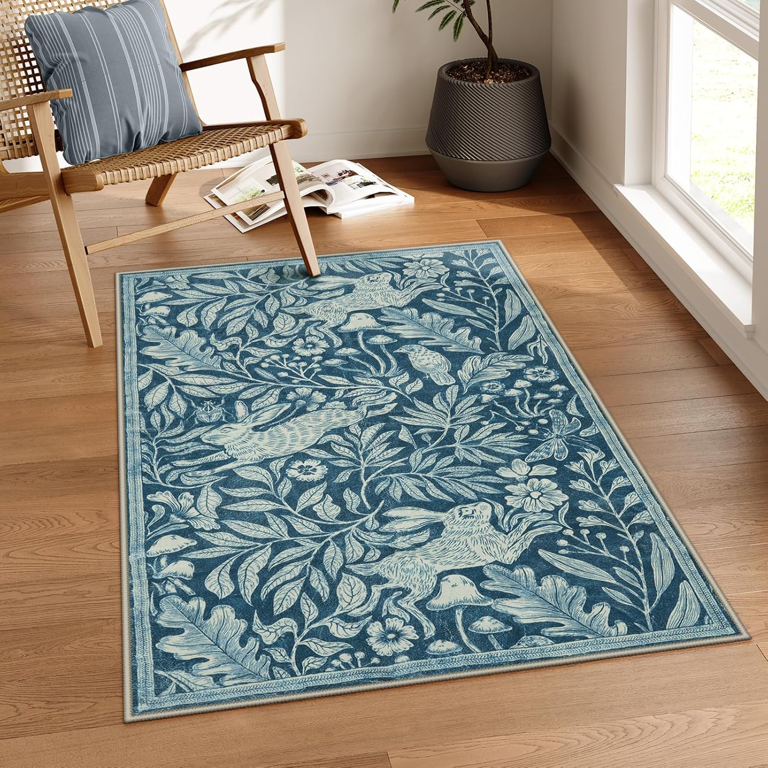 Amazon.com: Lahome Nadine Forest Rabbit 3x5 Rugs for Entryway Indoor ...