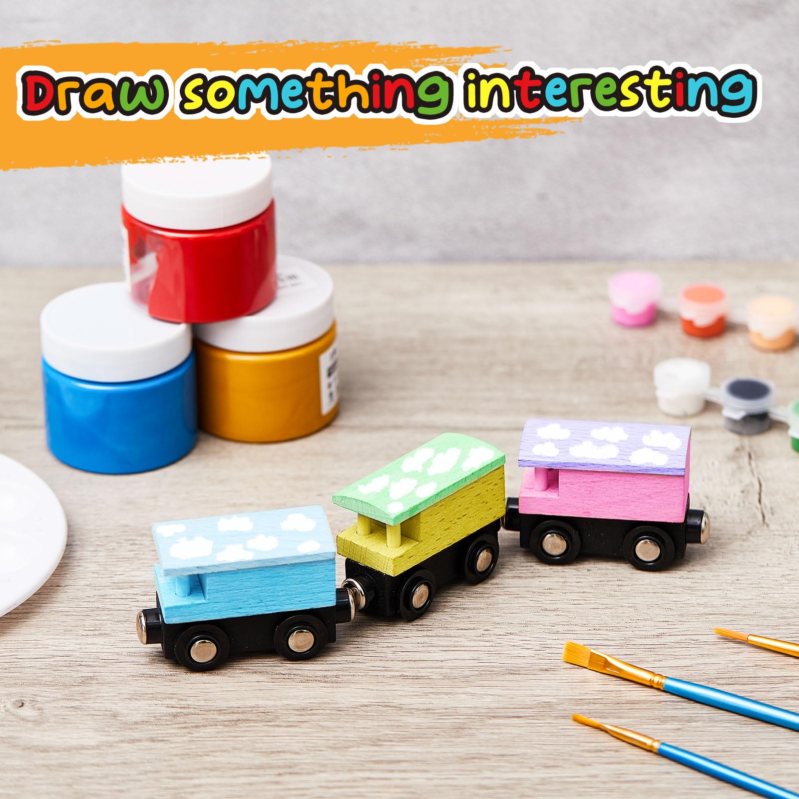 Snapklik.com : Halloscume 12 Pcs Magnetic Wooden Trains Unpainted Train ...