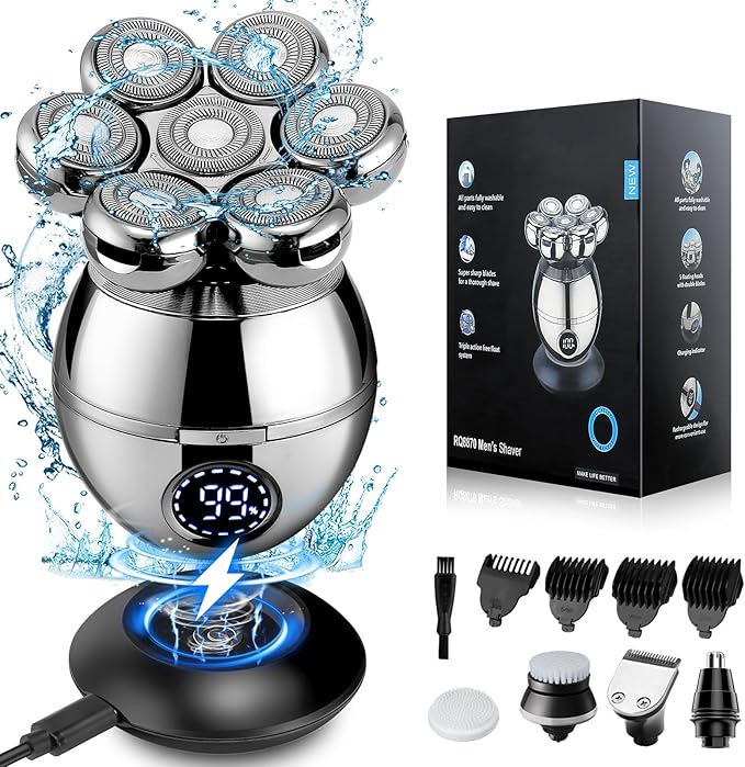 Head Shavers for Men, 7D Electric Head Shaver for Bald Men, 6-in-1 Wet ...