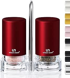 Amazon.com: Signature Red Burgundy Salt and Pepper Shakers with Holder ...