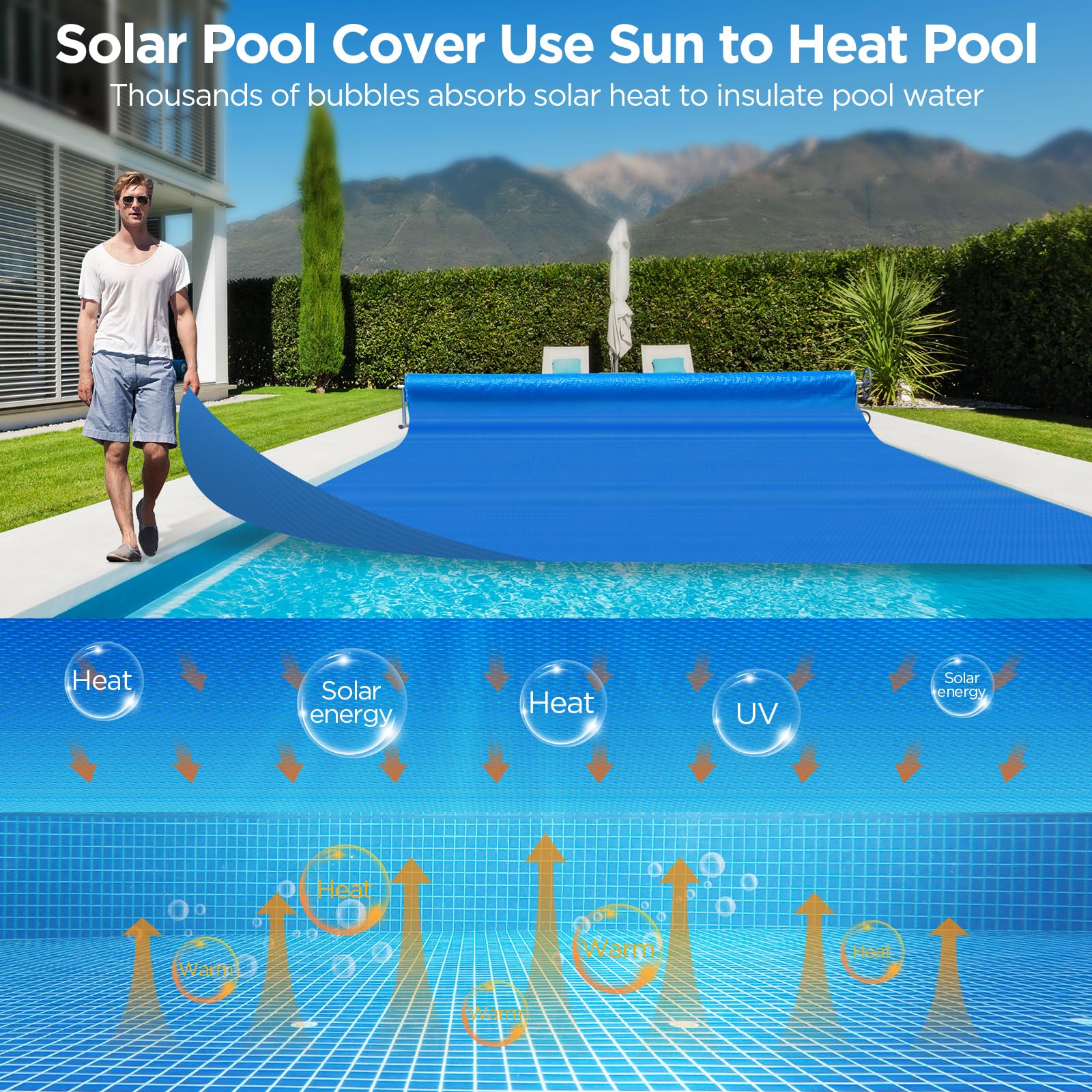 Snapklik.com : Solar Pool Cover 16 X 32 Ft - Rectangle Heat Retaining ...