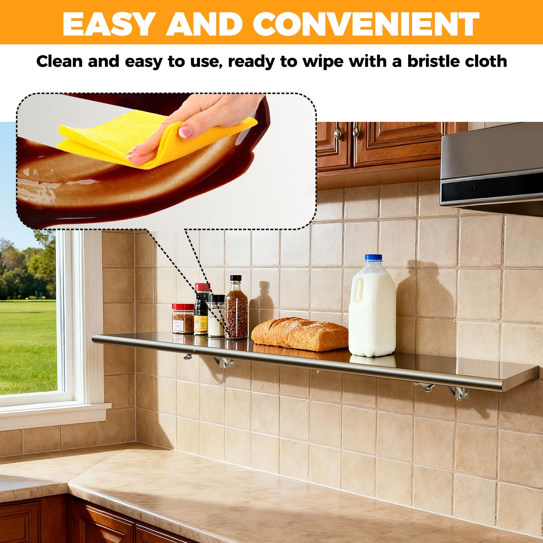 Snapklik.com : 48x12 Inch Folding Concession Shelf, Stainless Steel ...