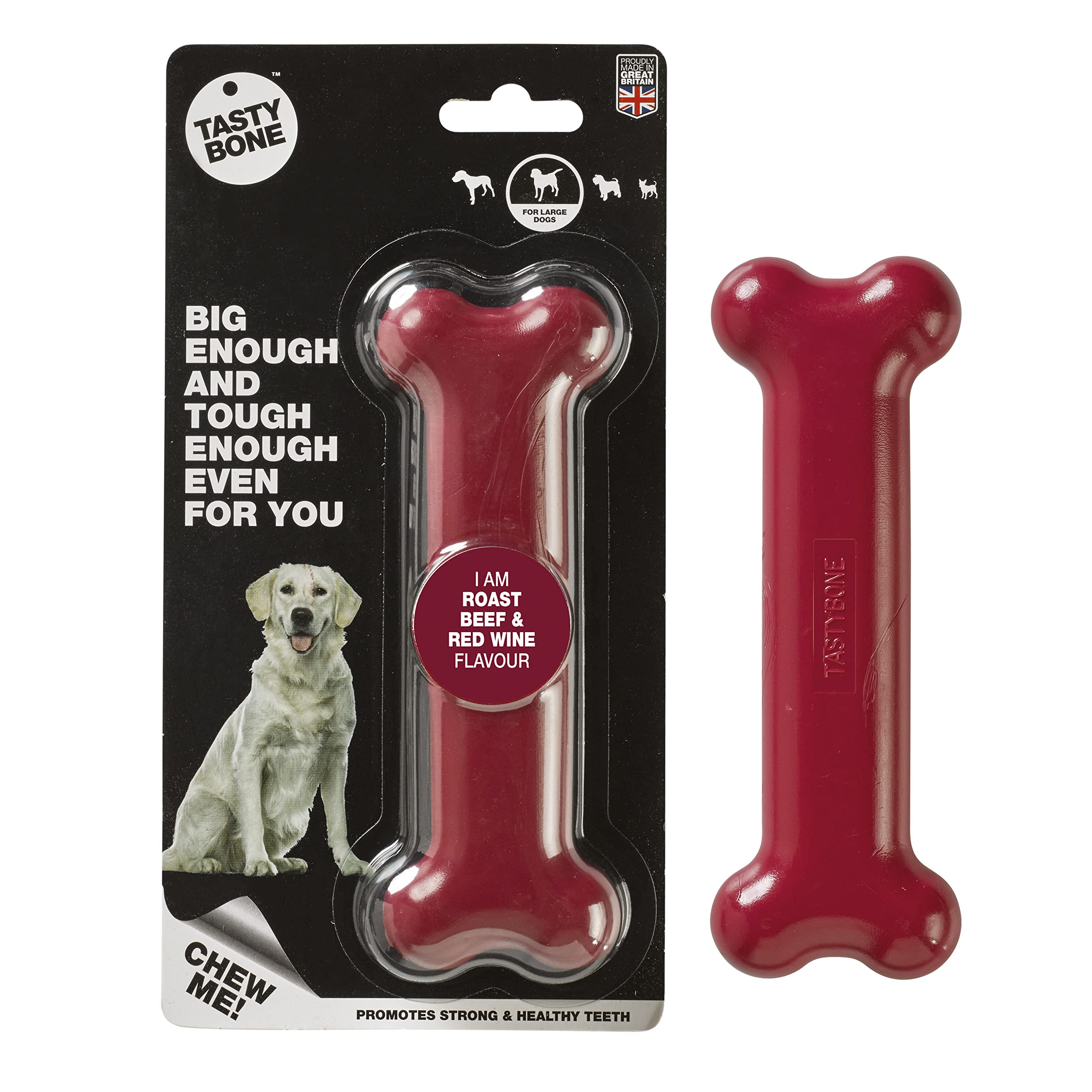 TastyBone Nylon Dog Chew Toy for Large Dogs (Roast Beef & Red Wine ...