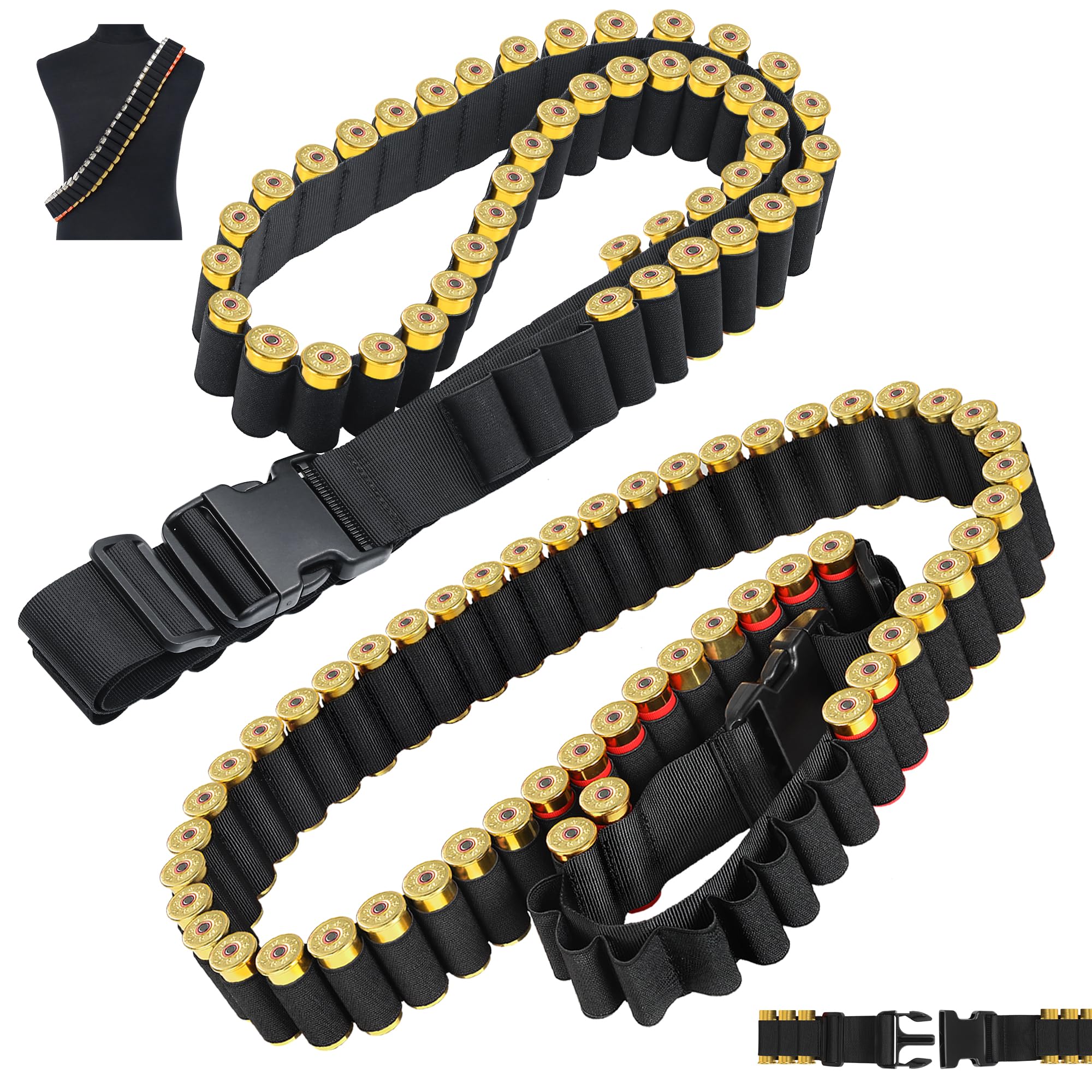 Amazon.com : Tyseam 60 Round Adjustable Shotgun Shell Bandolier with ...