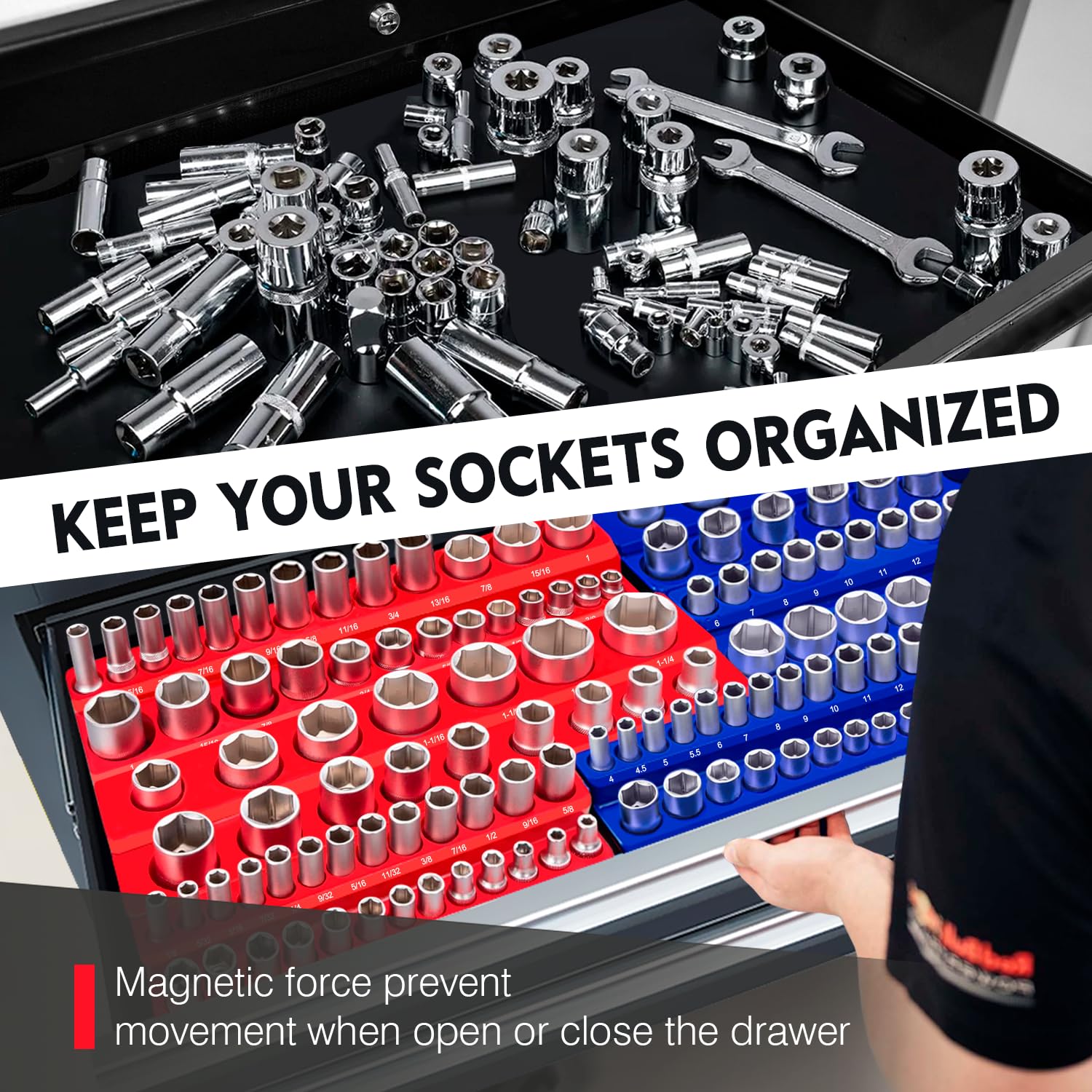 Snapklik.com : ARTIPOLY 6-Piece Magnetic Socket Organizer Set