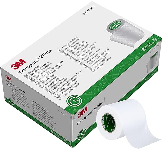 Amazon.com: 3M™ Transpore™ White Surgical Tape 1534-2, 2 inch x 10 yard (5cm x 9,1m), 6 Rolls ...