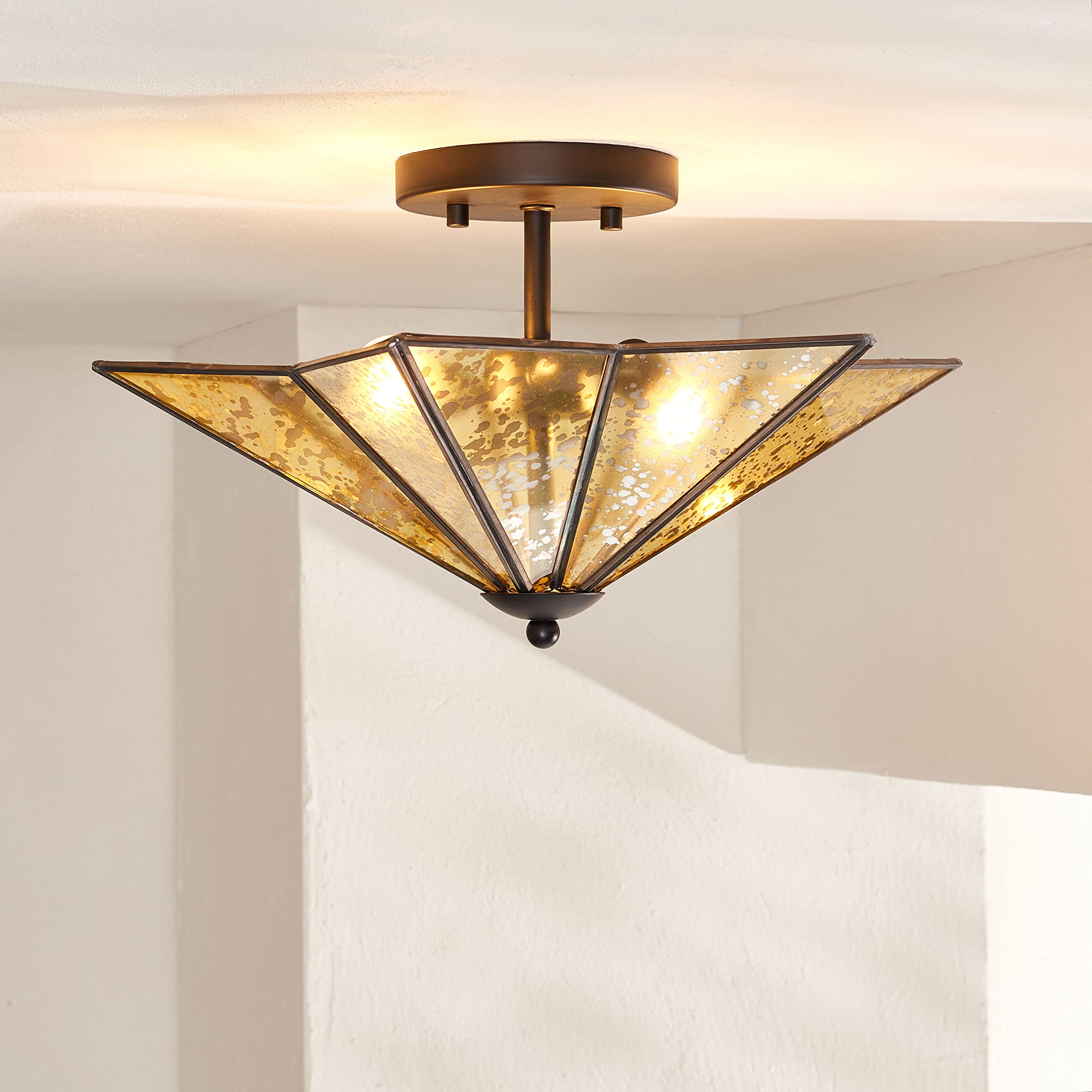 SAFAVIEH Lighting Collection Haruna Black Flush Mount (LED Bulbs ...