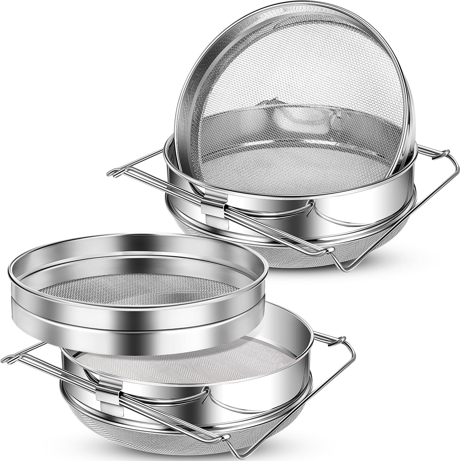 Amazon.com: Nuogo 2 Set Stainless Steel Honey Strainer Double Sieve ...