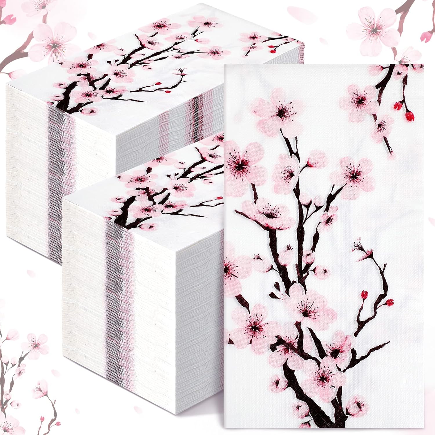 Amazon.com: 200 Pcs Floral Cherry Blossoms Guest Napkins Paper Hand ...