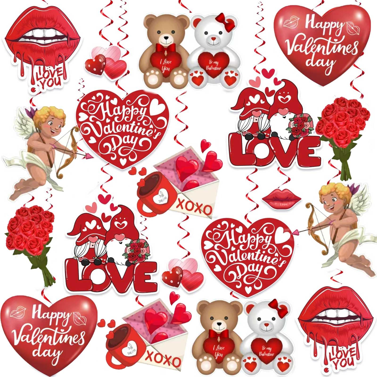 Amazon.com: Zliisang 36Pcs Valentines Day Hanging Decorations Valentine ...