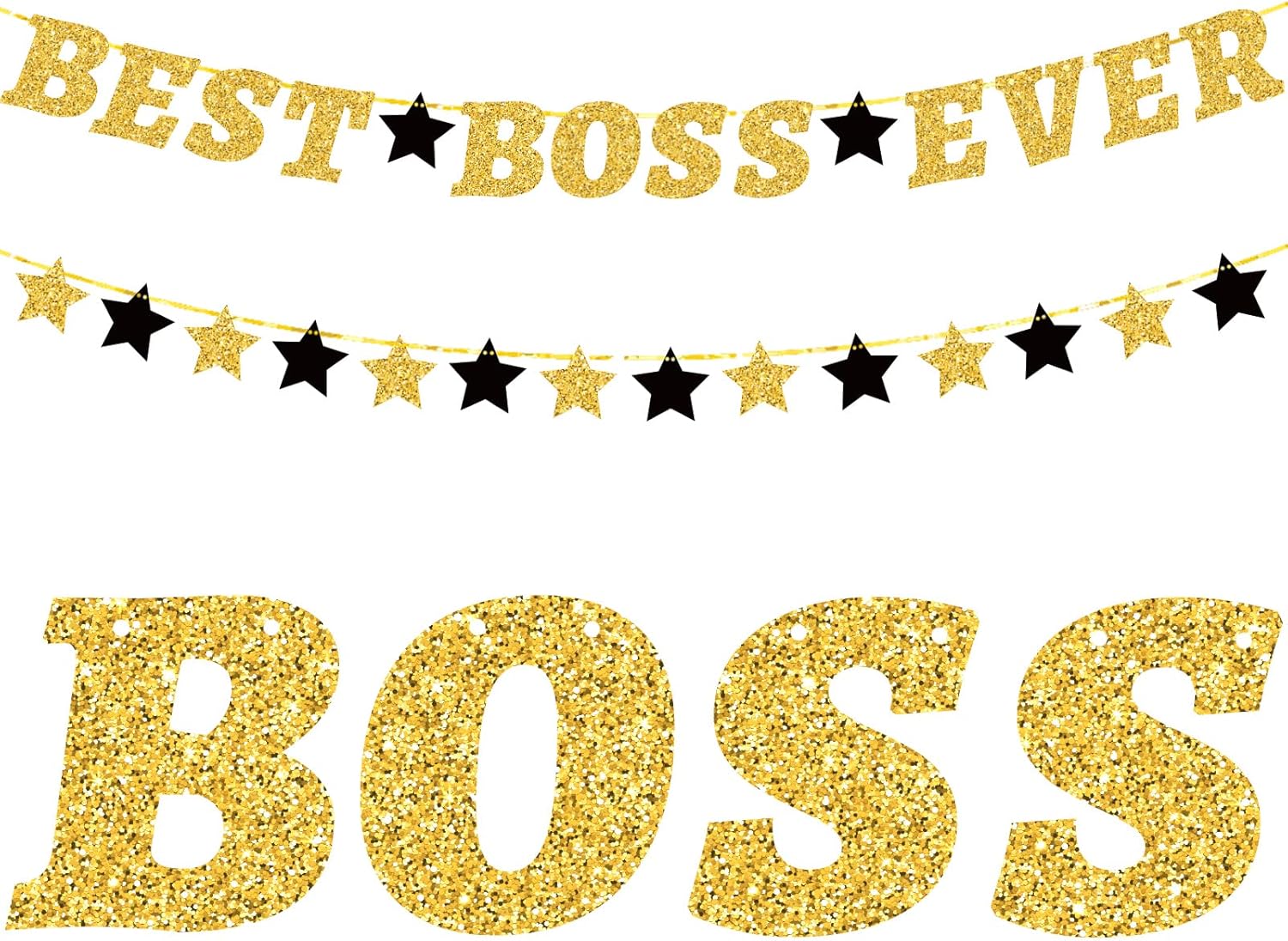 Amazon.com: Happy Boss’s Day Glitter Banner Boss's Day Party Garland ...