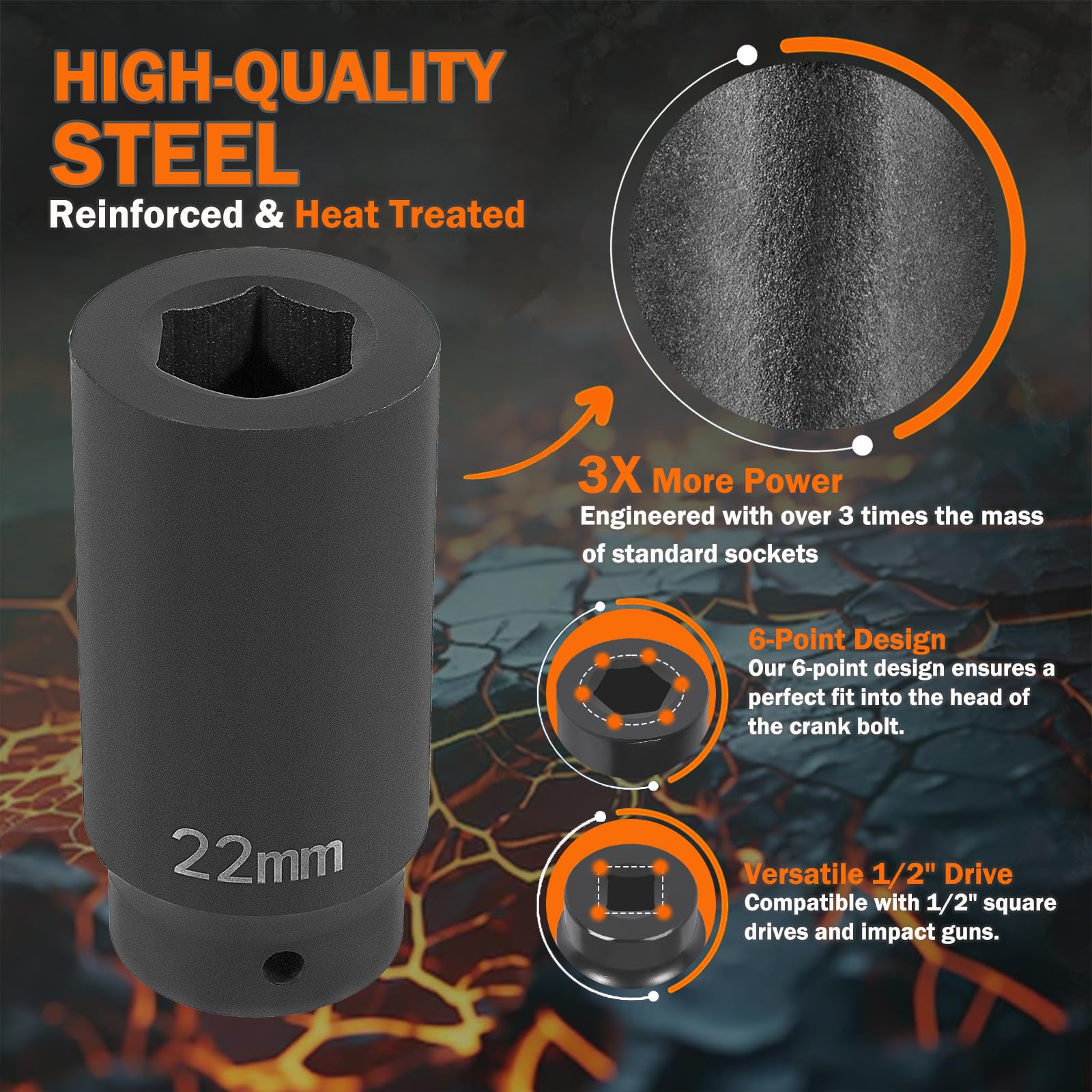 Snapklik.com : 77110 Harmonic Balancer Socket 22mm Crank Bolt Socket ...