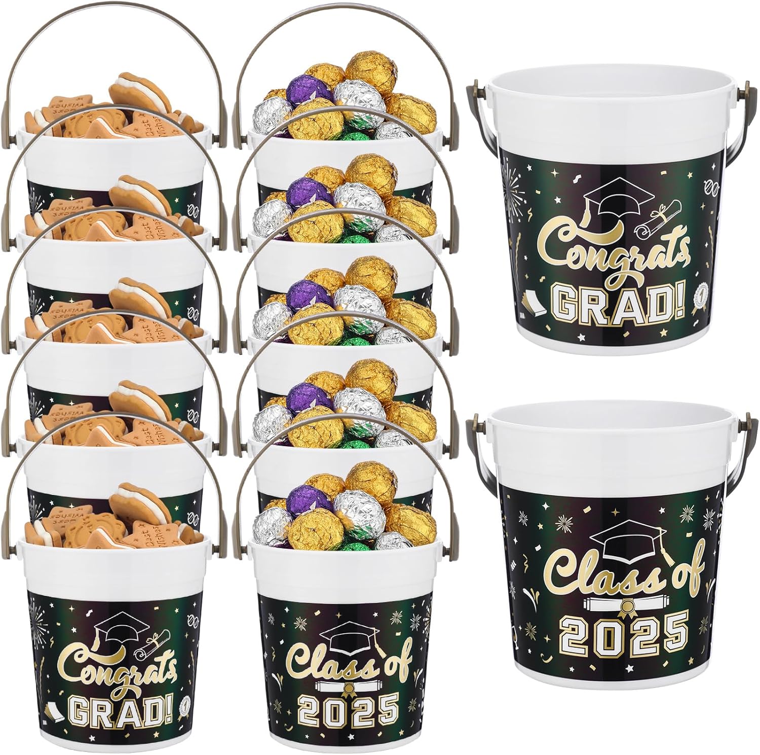 Amazon.com: meekoo 12 Pcs 32oz Graduation Buckets with Handle Class of ...
