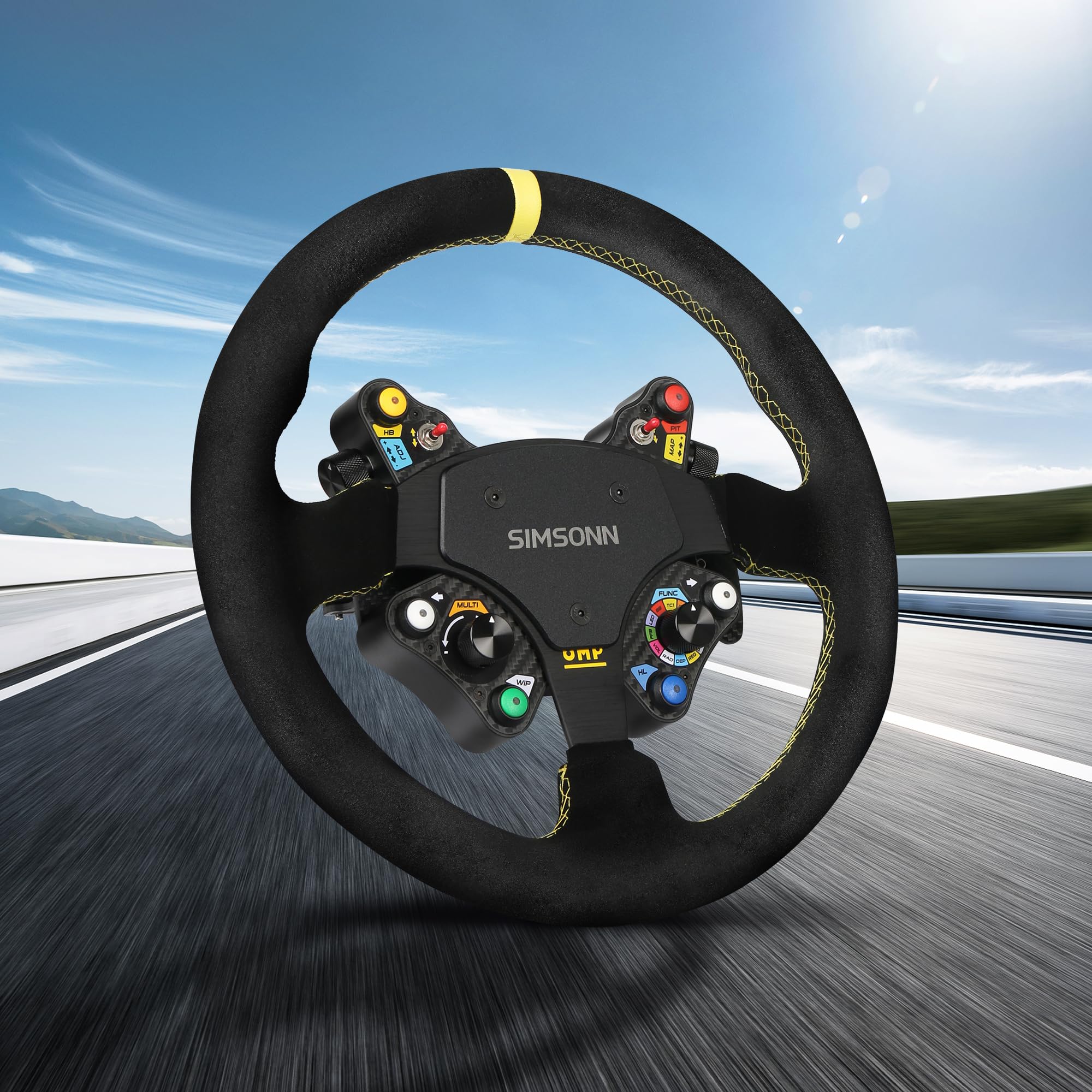 Amazon.com: SIMSONN Sim Racing Steering Wheel PC Racing Wheel LED ...