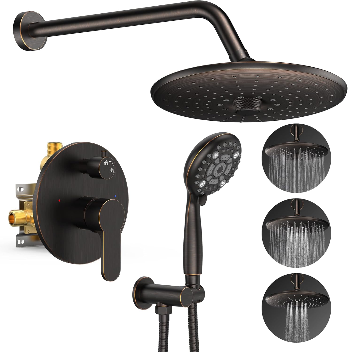 SR SUN RISE Bronze Shower Faucets Sets Complete - 10 inch3 Function ...