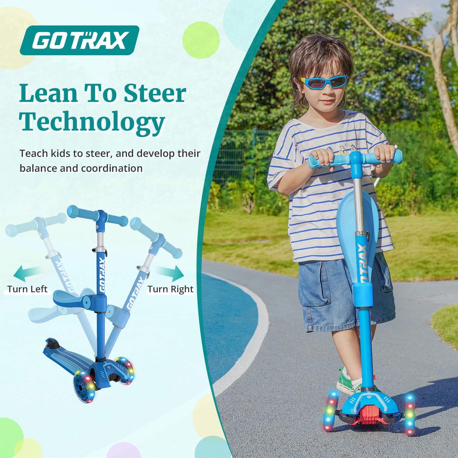 Snapklik.com : Gotrax KS3 Kids Kick Scooter, LED Lighted Wheels ...