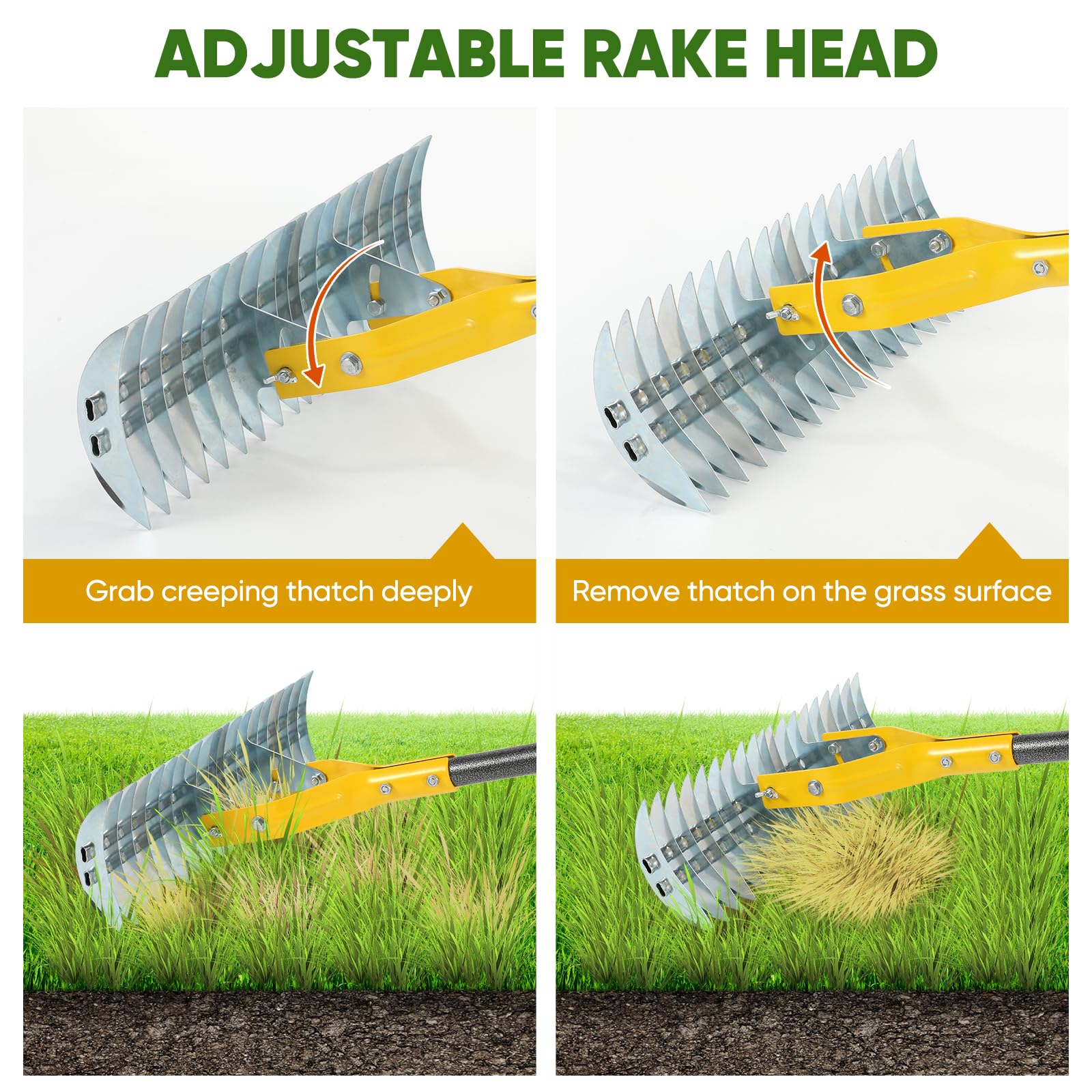 Snapklik.com : Vansonana Thatch Rake, 15-Inch Wide Lawn Thatching Rake For Cleaning Dead Grass ...