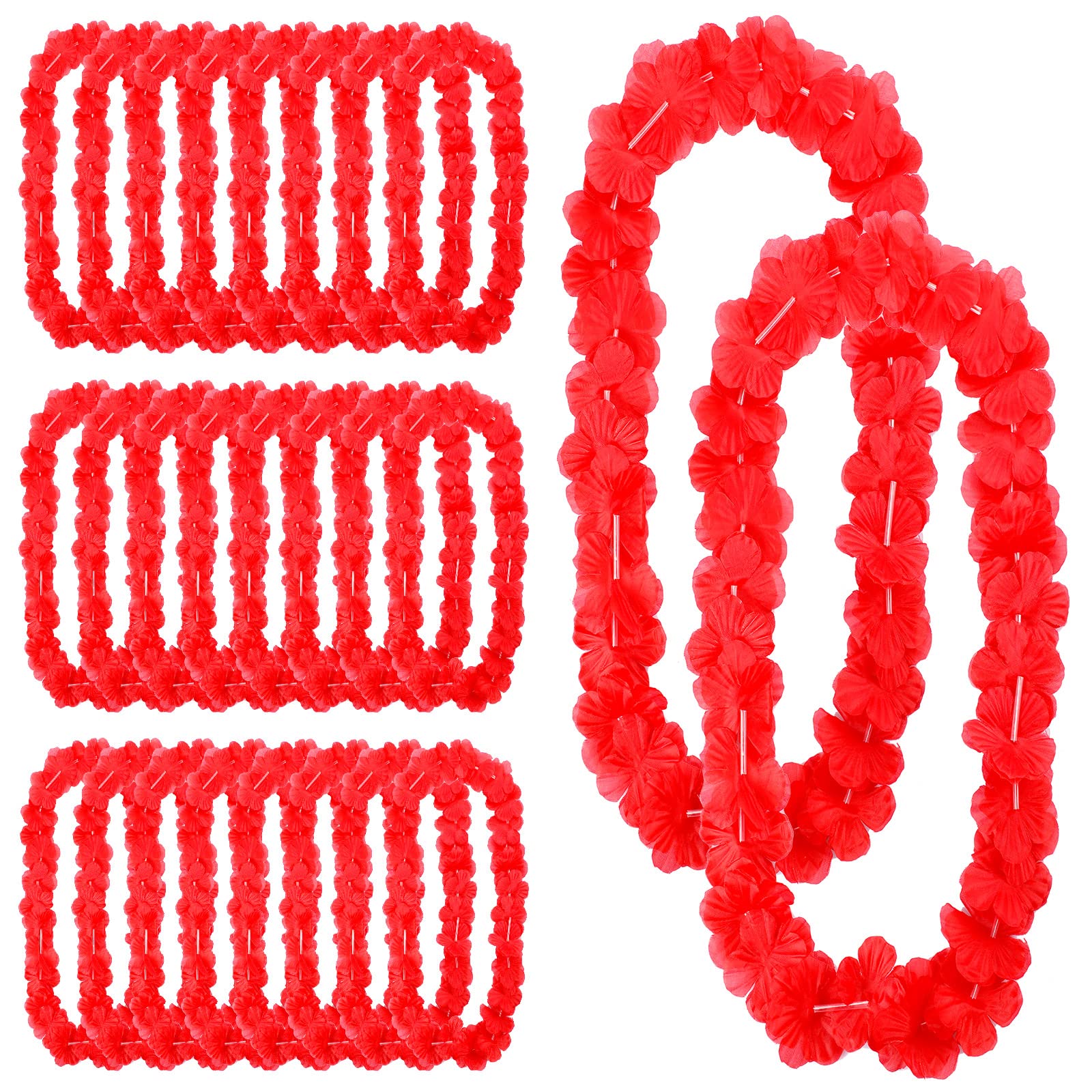 Amazon.com: 24 Counts Hawaiian Leis Necklace Tropical Flower Lei Floral ...