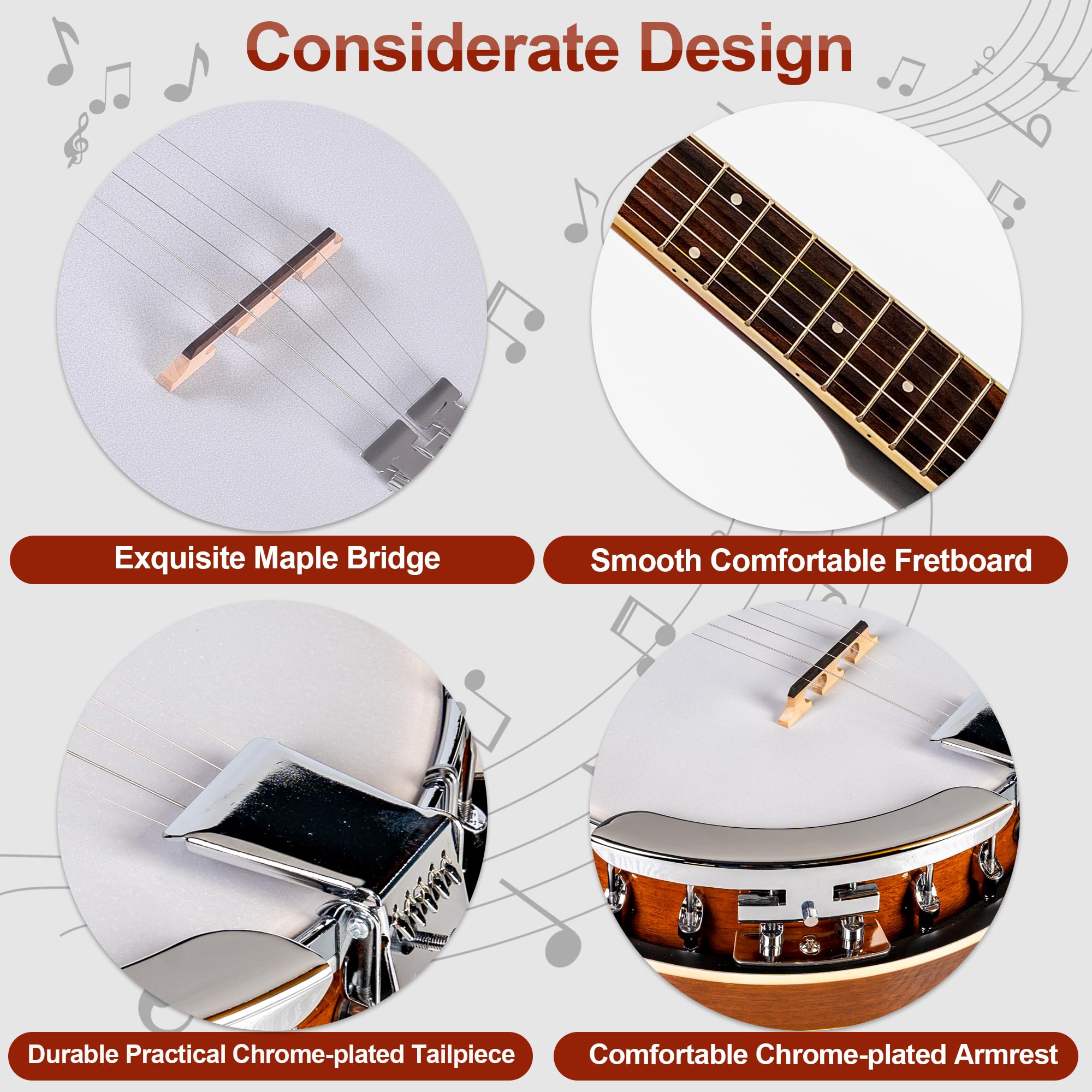 Snapklik.com : Mulucky 5 String Banjo - Full Size