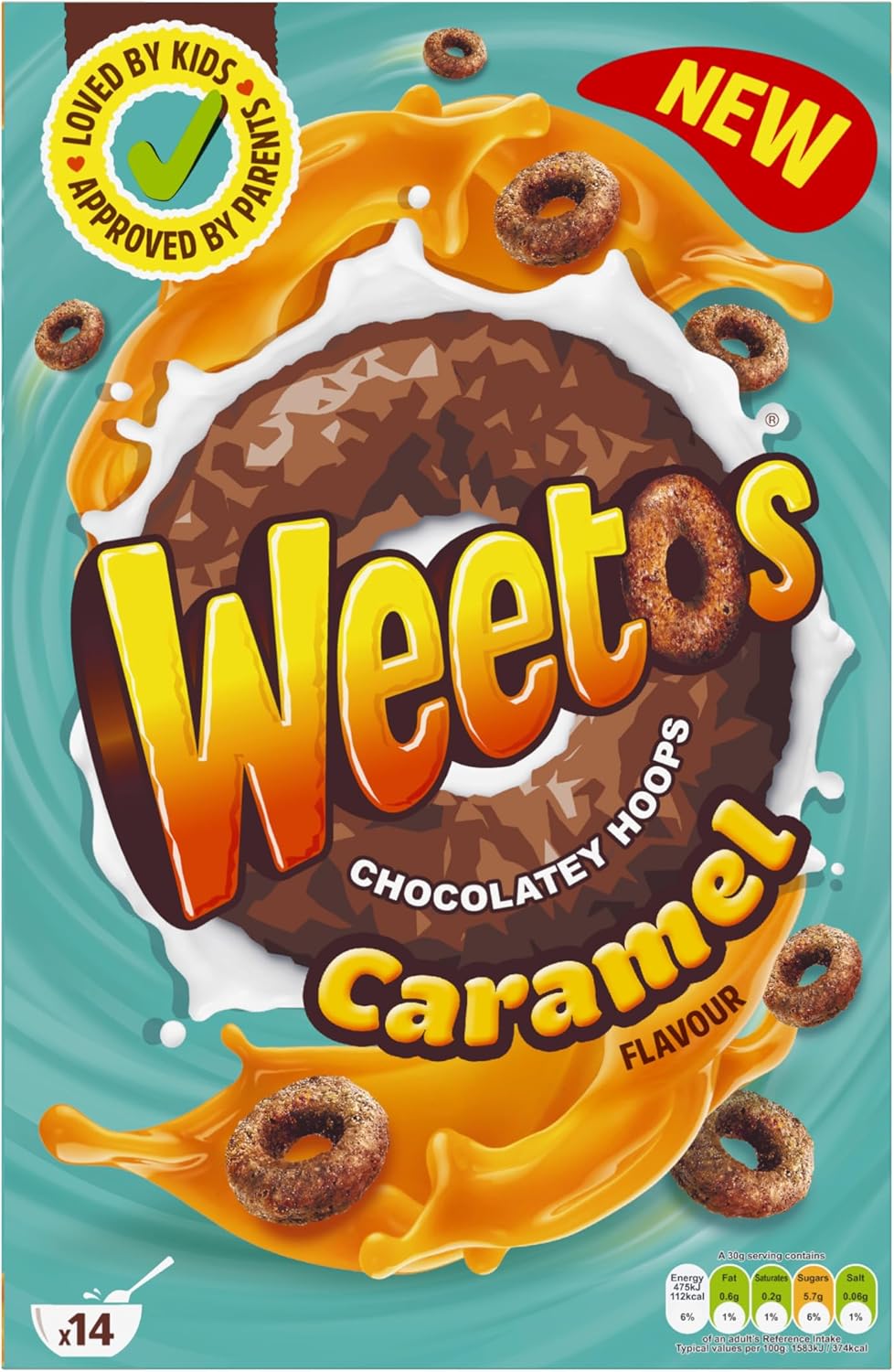 Weetos Chocolately Hoops Caramel Flavour 8x420g : Amazon.co.uk: Grocery
