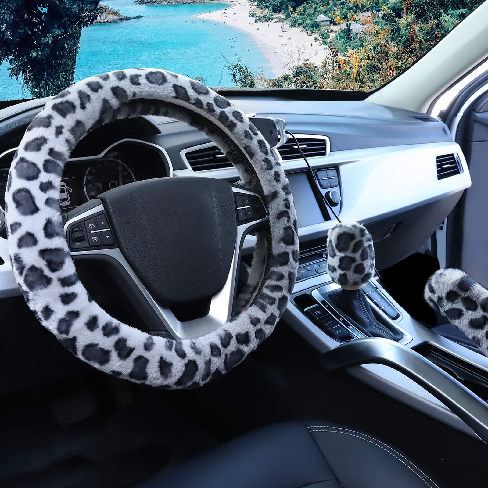 Amazon.com: Fuzzy Steering Wheel Cover for Women Girls, Accmor ...