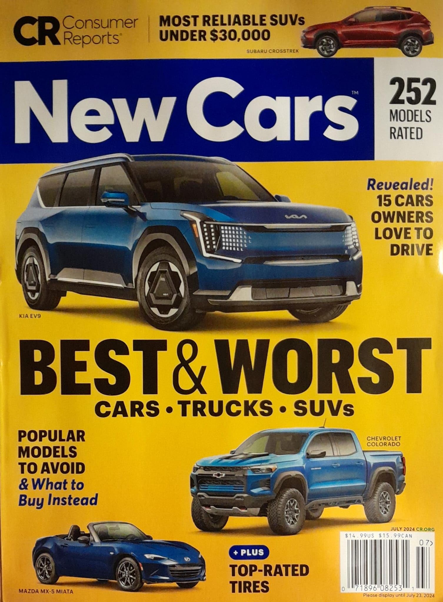Consumer Reports New Cars Magazine July 2024 Revealed 15 Cars Owners ...