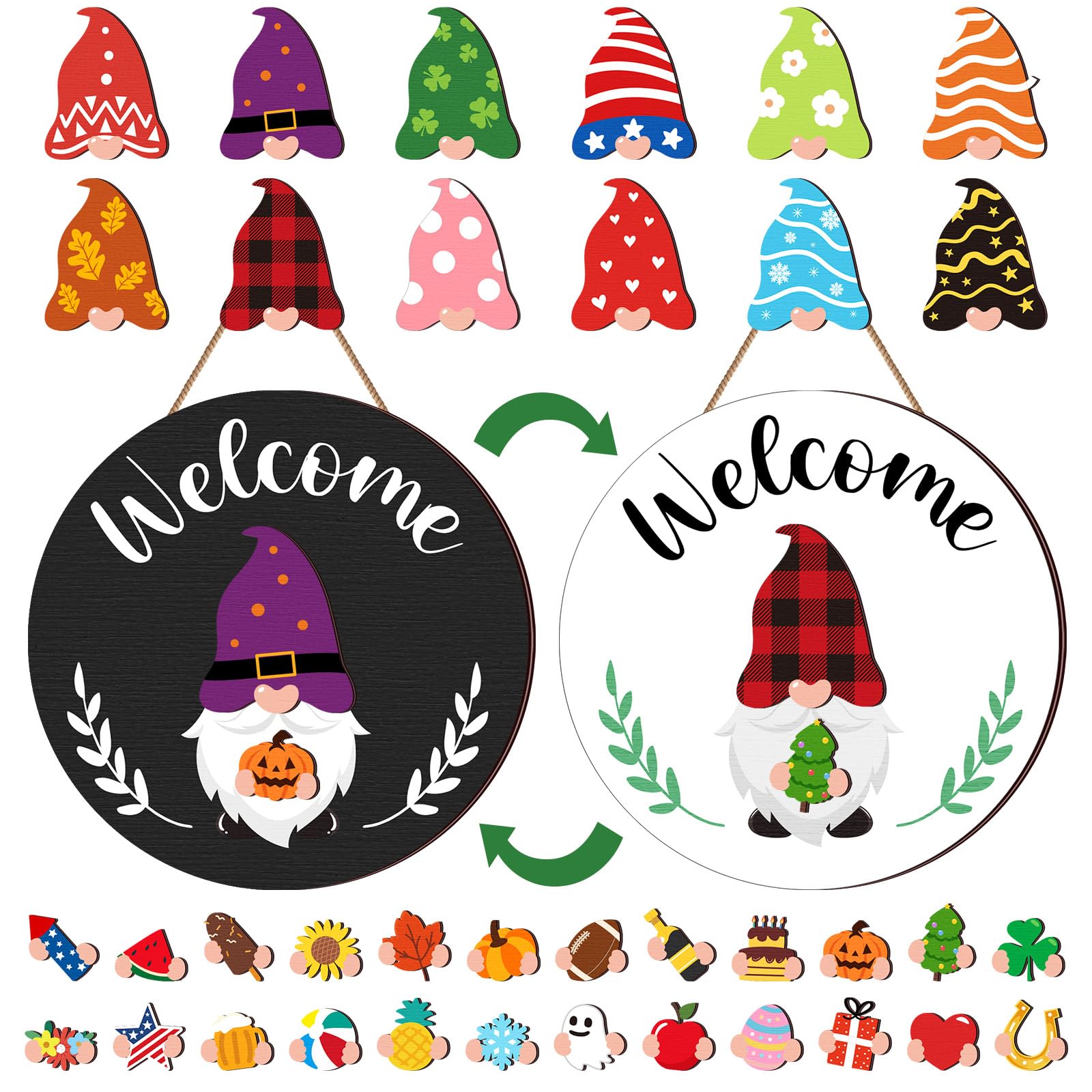 Interchangeable Gnome Welcome Sign