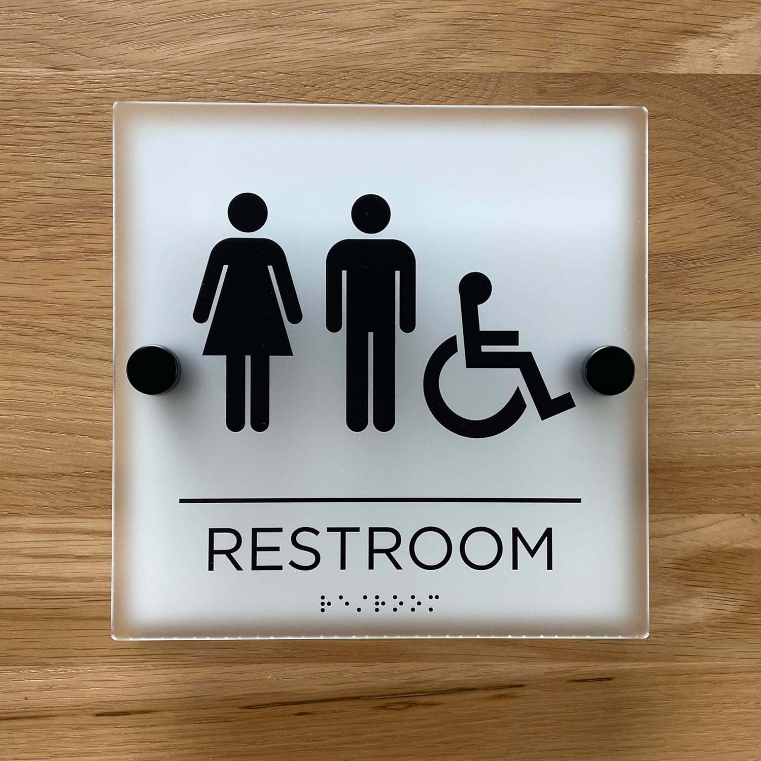 Amazon.com: Restroom sign, matte acrylic with stainless steel mounting ...