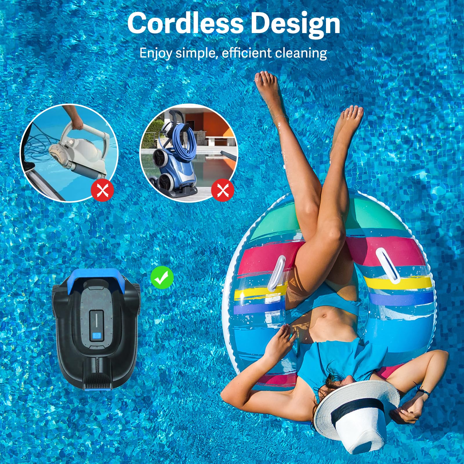 Snapklik.com : 2024 Upgraded Robotic Pool Cleaner, Cordless Robotic ...
