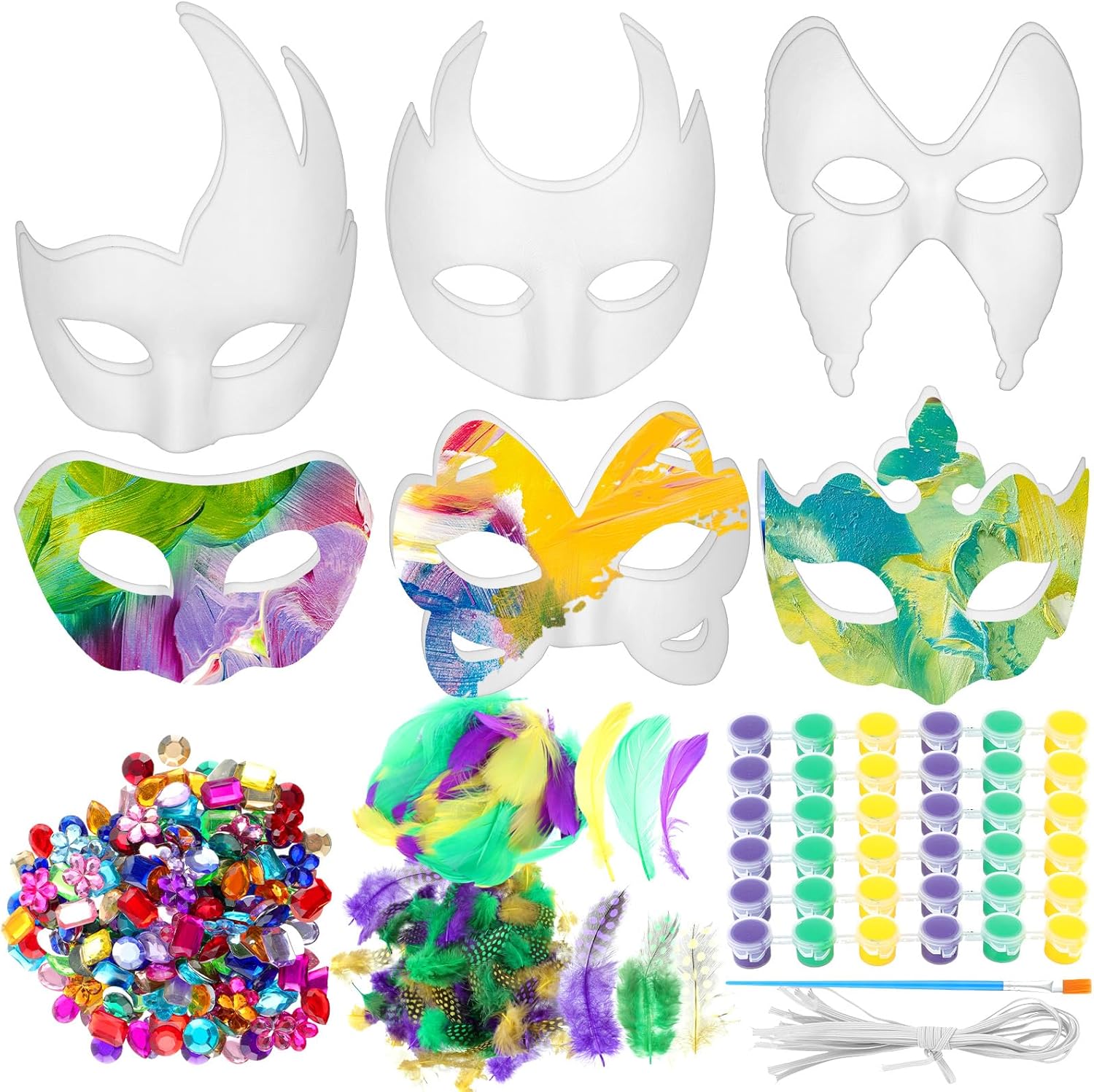 Amazon.com: Leyndo 836 Pcs Mardi Gras Mask to Decorate Kit DIY Blank ...