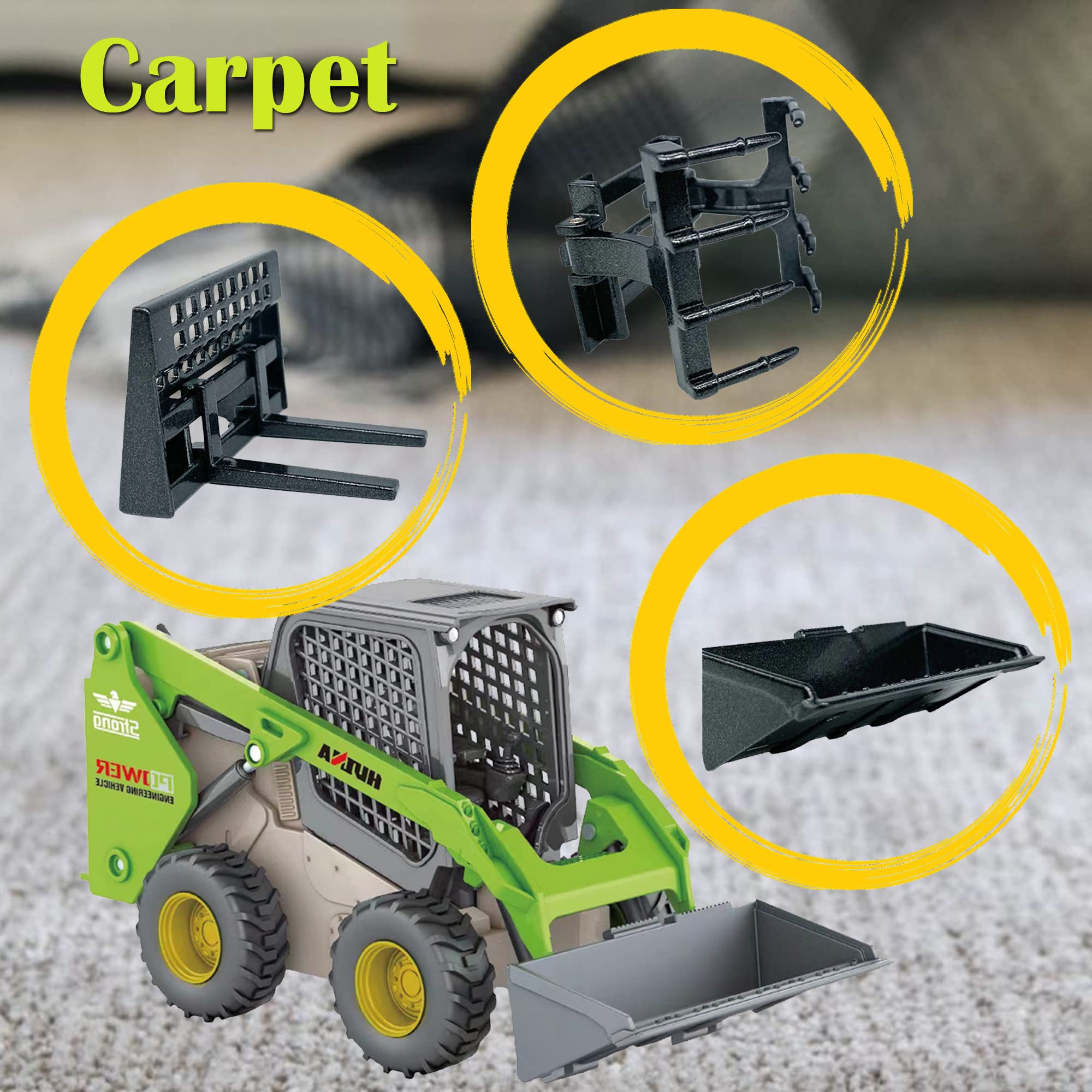 3 in 1 Skid Steers Loader Construction Vehicles Toys,1:50 Scale Diecast ...