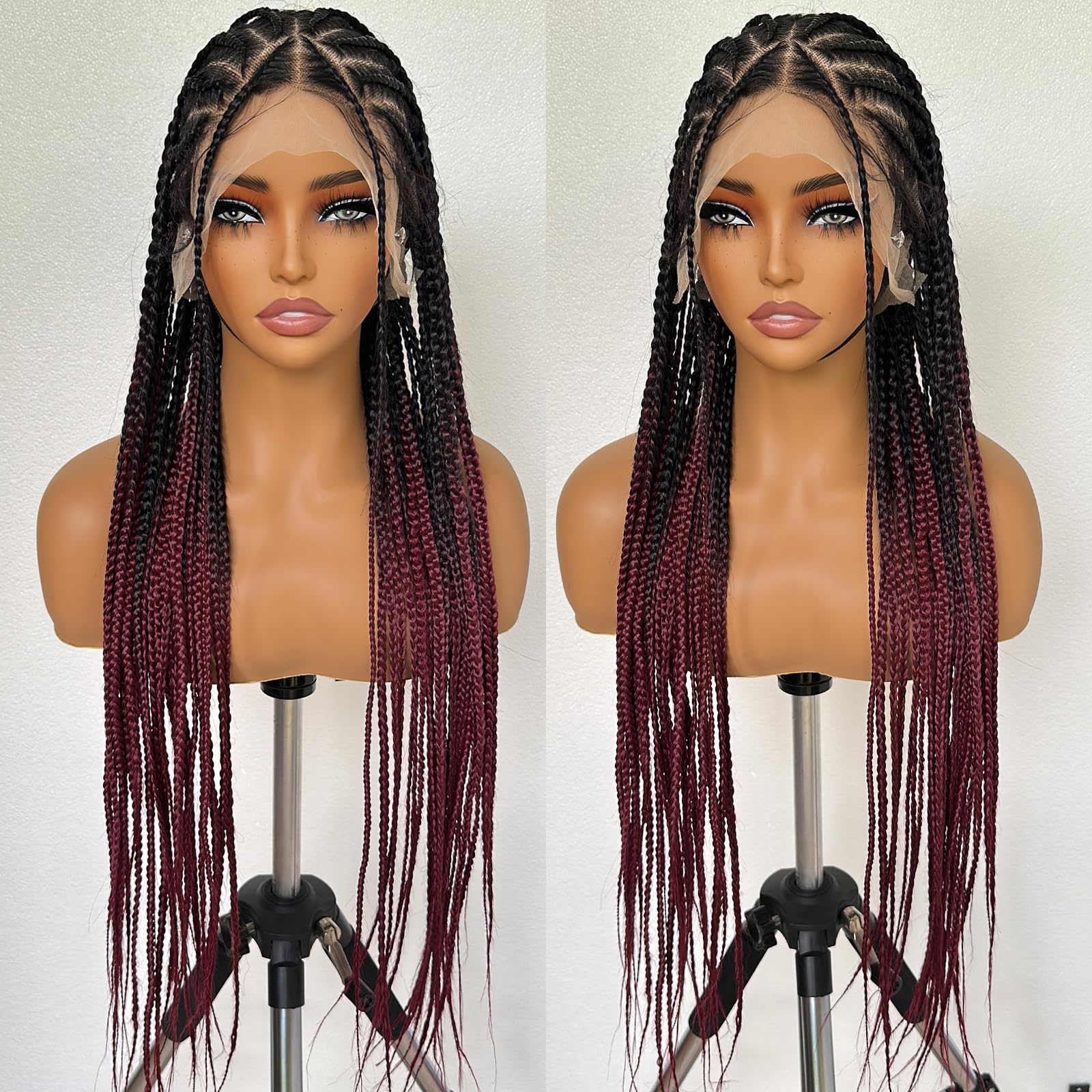 Amazon.com : FABÉLLE Full Lace Knotless Box Braided Wigs 30 Inch Ombre ...