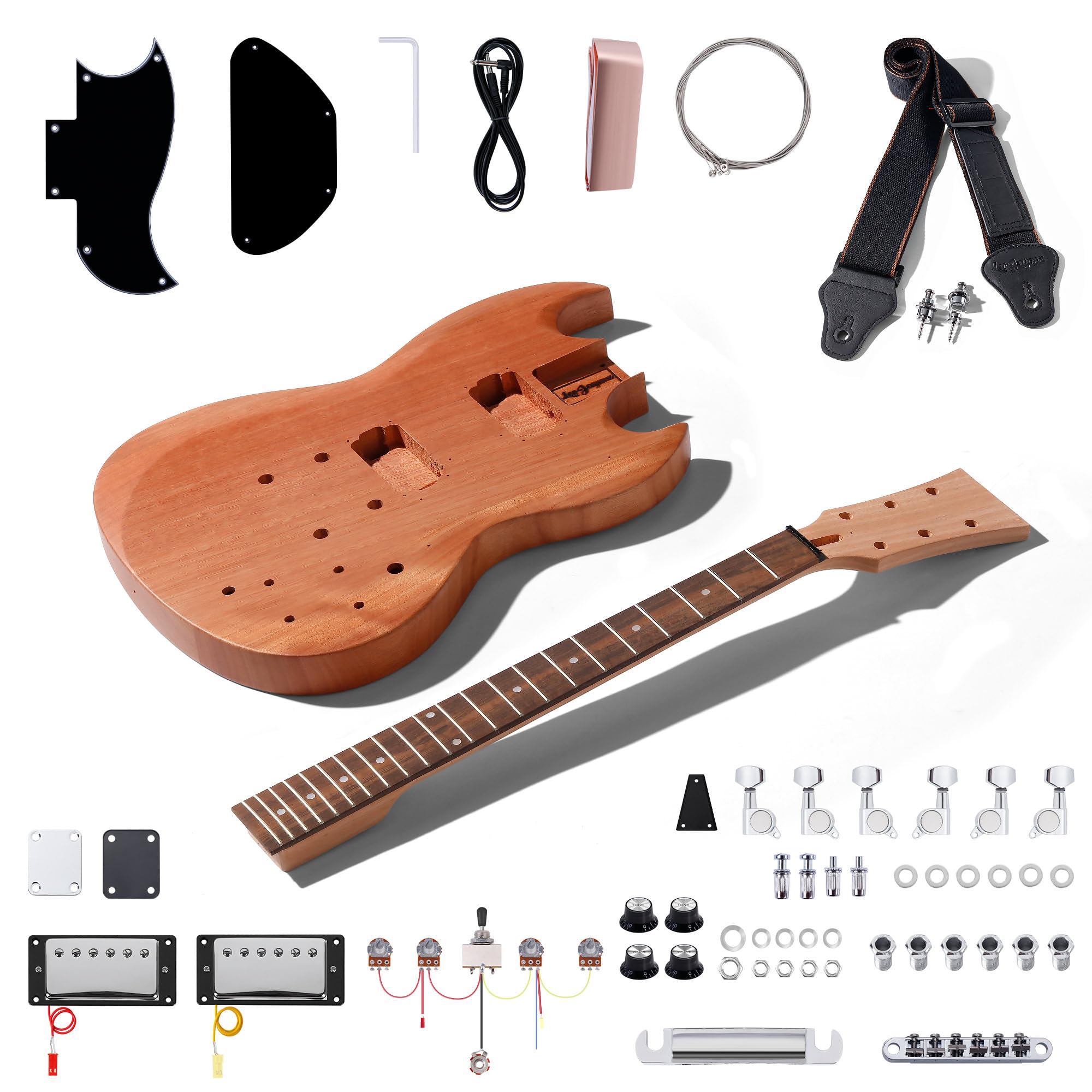 Amazon.com: Leo Jaymz DIY Double Cut Electric Guitar Kits with Mahogany ...