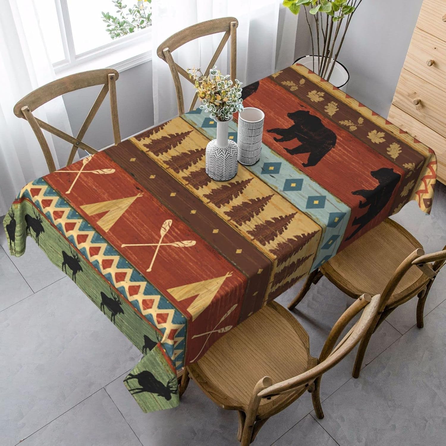 Amazon.com: AIRMARK Rustic Country Rectangle Tablecloth,Country Style ...