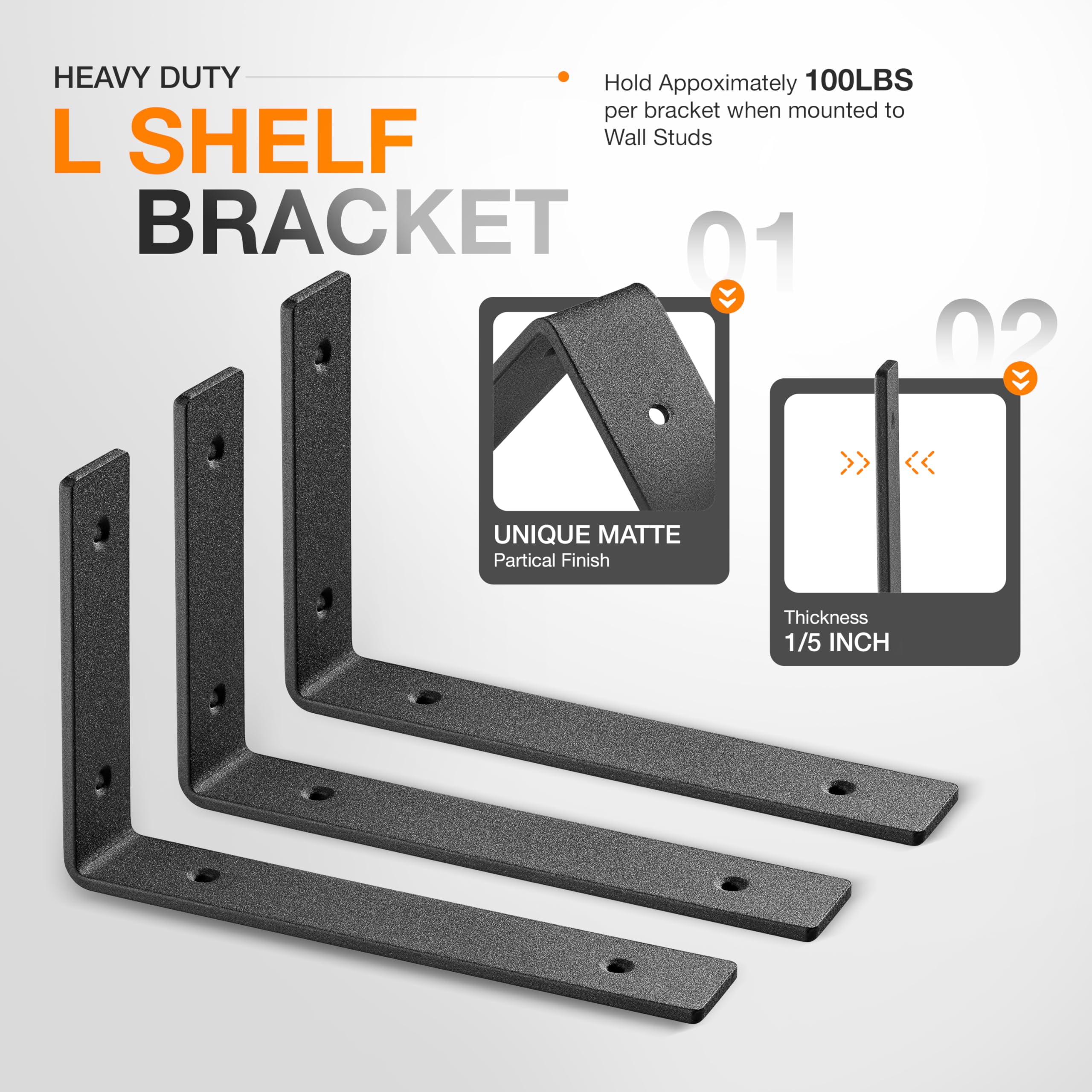 L Shaped Shelf Supports BATODA Heavy Duty Shelf Brackets - 6 Pack 12 ...