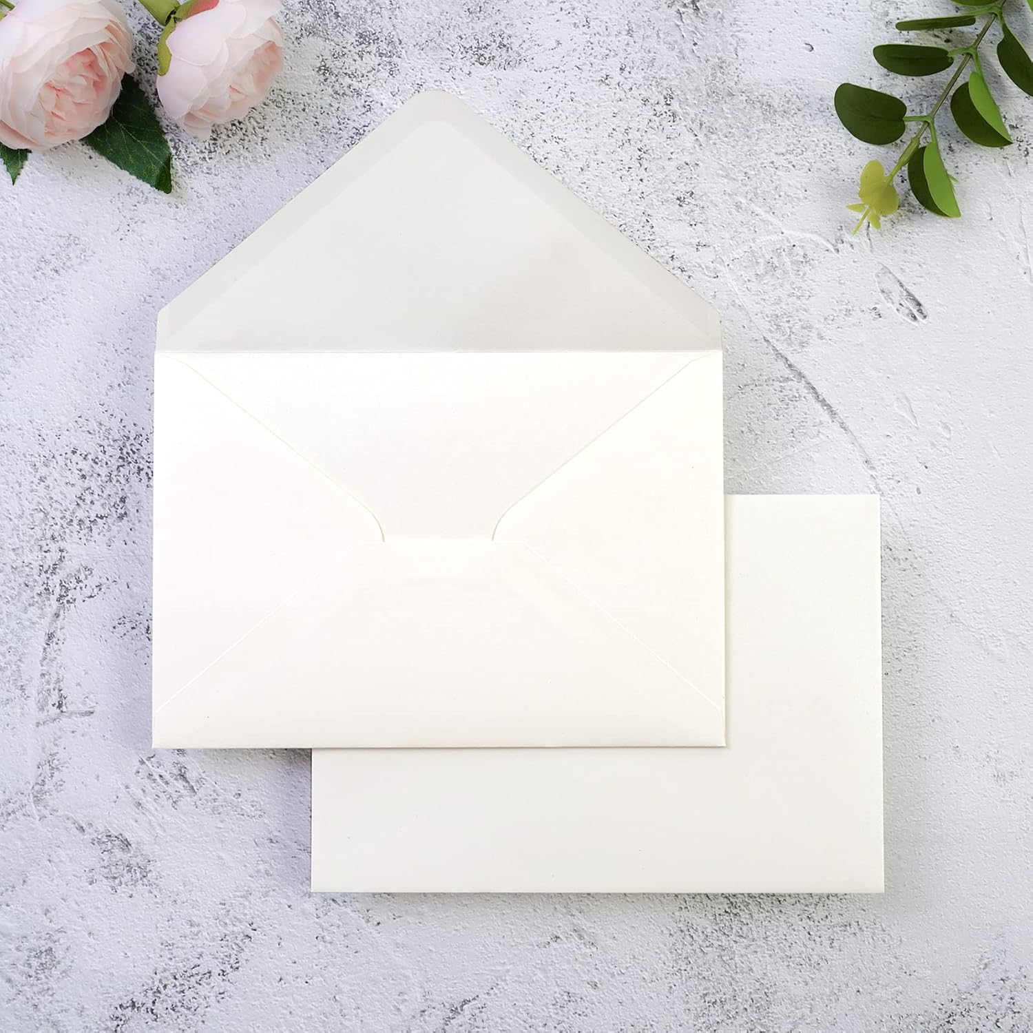 PONATIA 50 PCS/Pack A7 Envelopes, 5.25 x 7.5'' Matte Ivory, 50 Gold ...