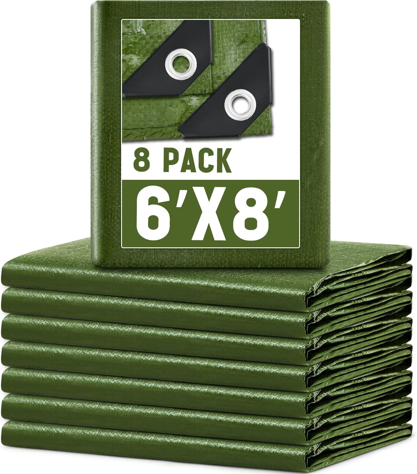 GliCraft 8 Pack 6 x 8 ft 5.5 Mil Tarps Heavy Duty Waterproof Tarp Multi ...
