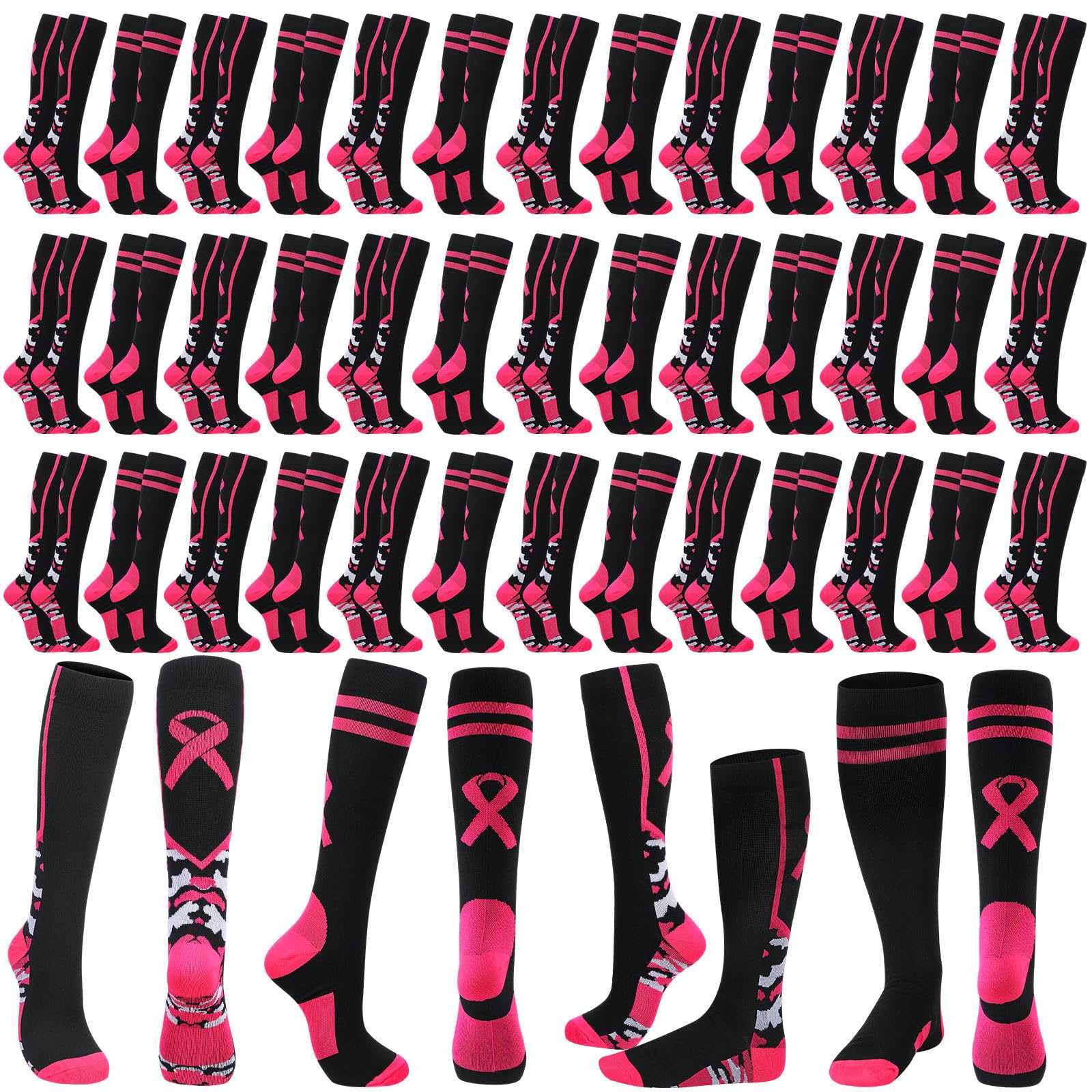 Amazon.com: Foaincore 60 Pairs Breast Cancer Awareness Socks Pink ...