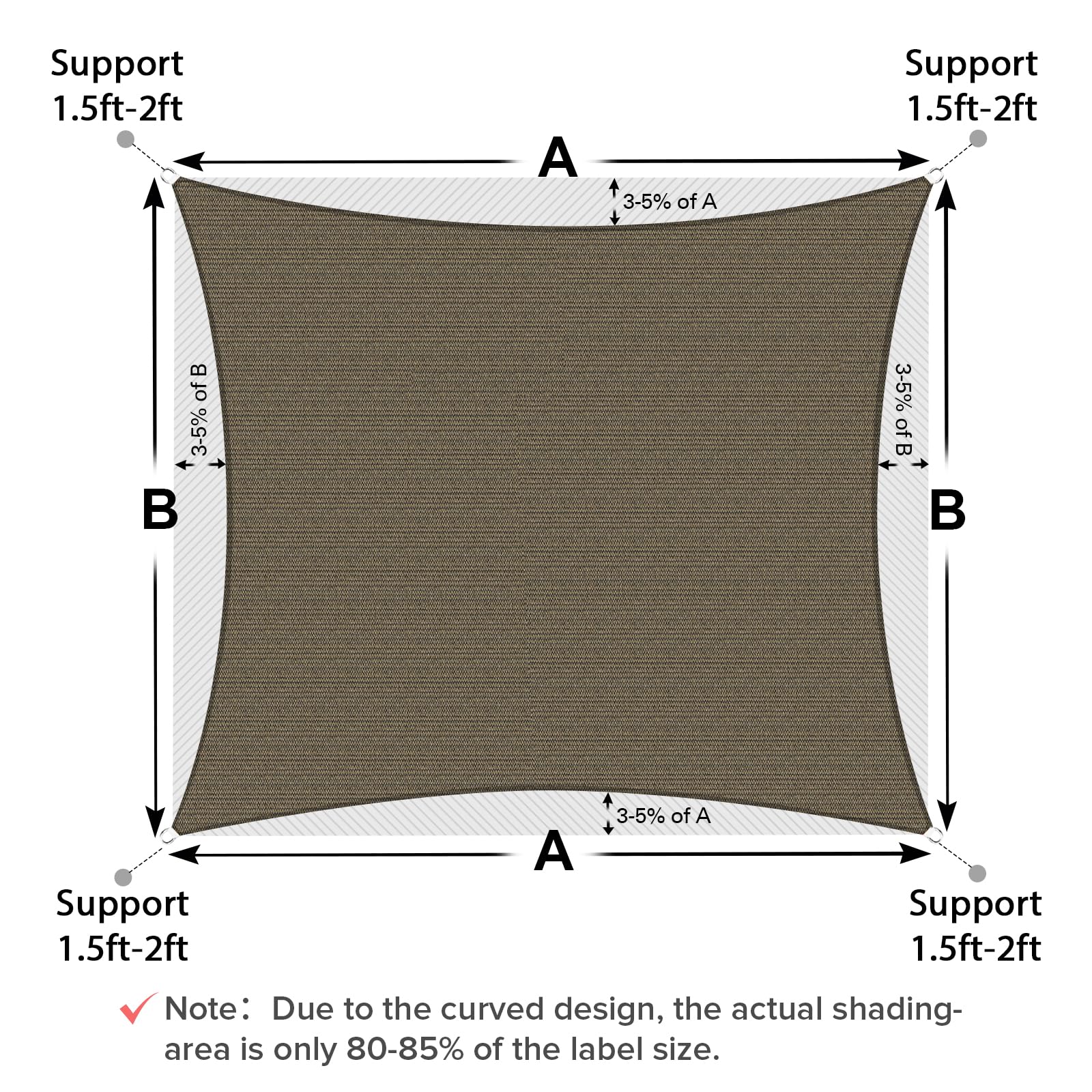 Snapklik.com : Artpuch Sun Shade Sail, 15x15x21 Mocha Triangle, Curved ...