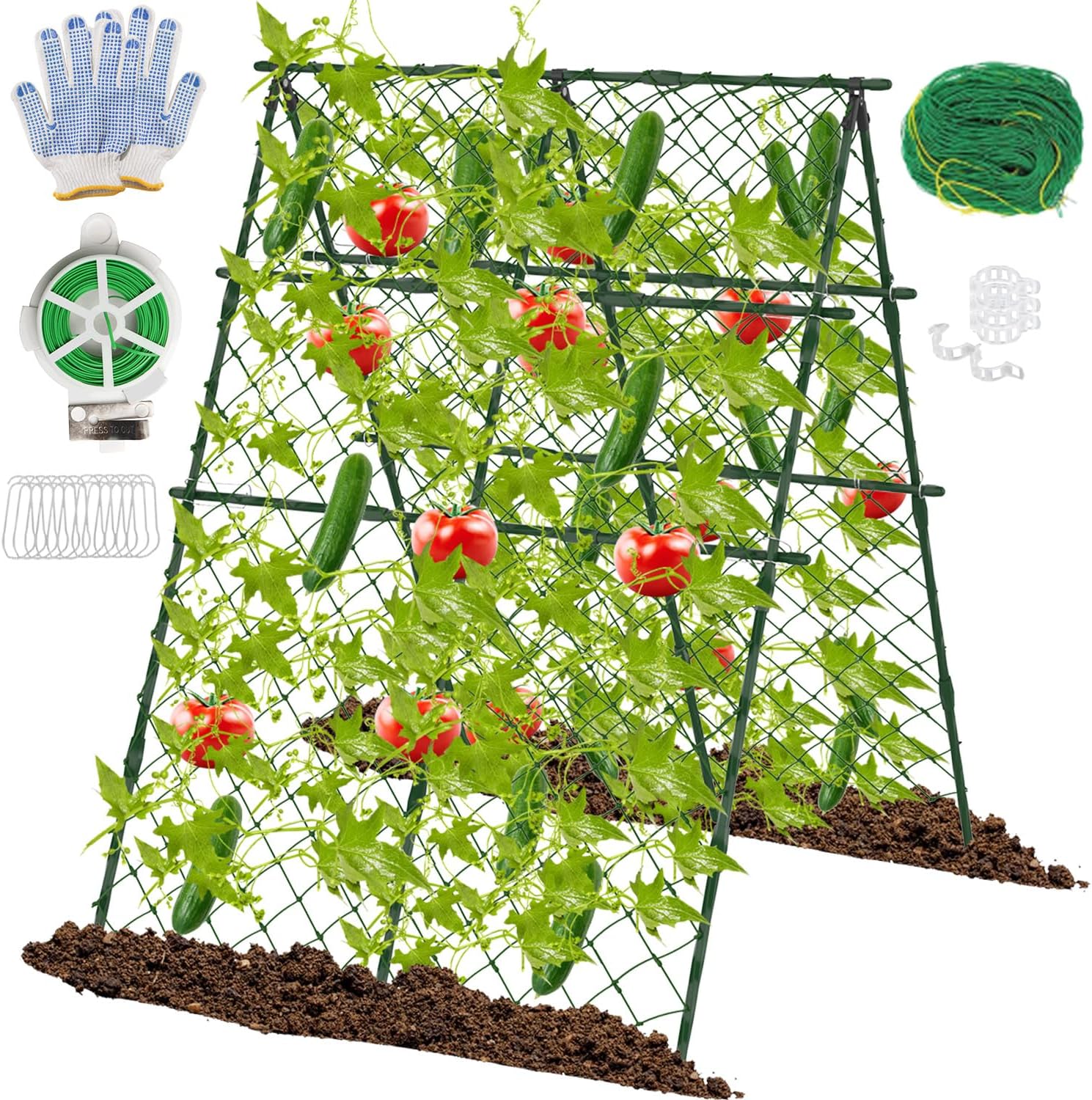 Amazon.com : STFALI 63"H x 47"L Cucumber Trellis for Raised Bed ...