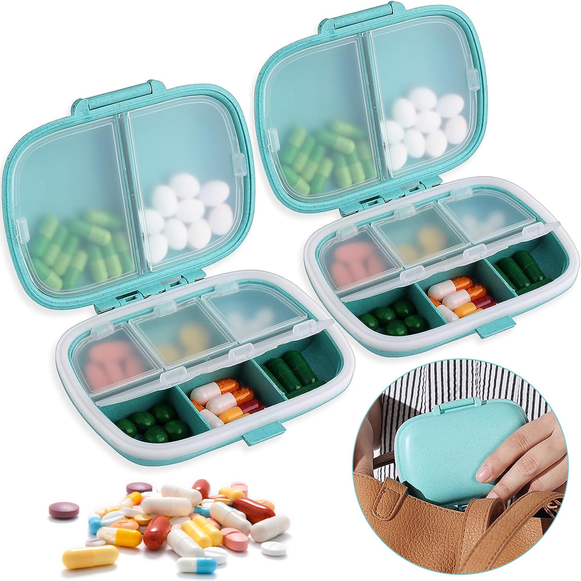 3 Pack Travel Pill Organizer, Daily Pill Organizer Travel, 8 ...