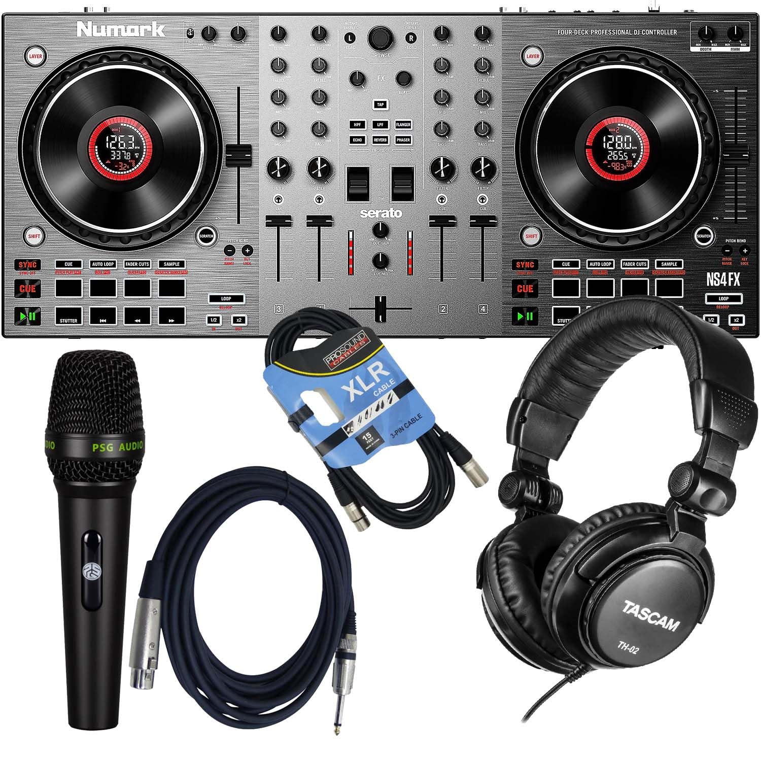 Amazon.com: Clutch Numark NS4FX 4-Channel DJ Controller, Tascam TH02 ...