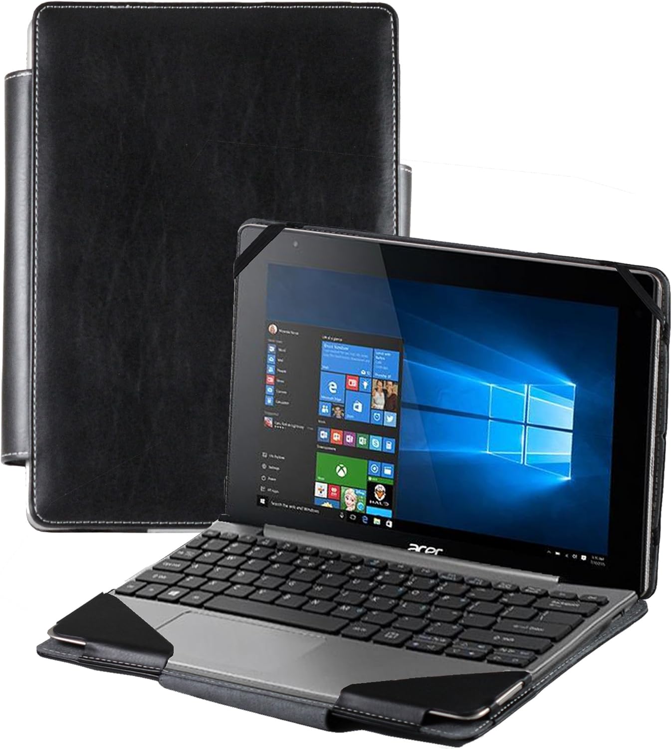 Navitech MiTAB Black Bycast Leather Book Style Keyboard Portfolio Stand ...