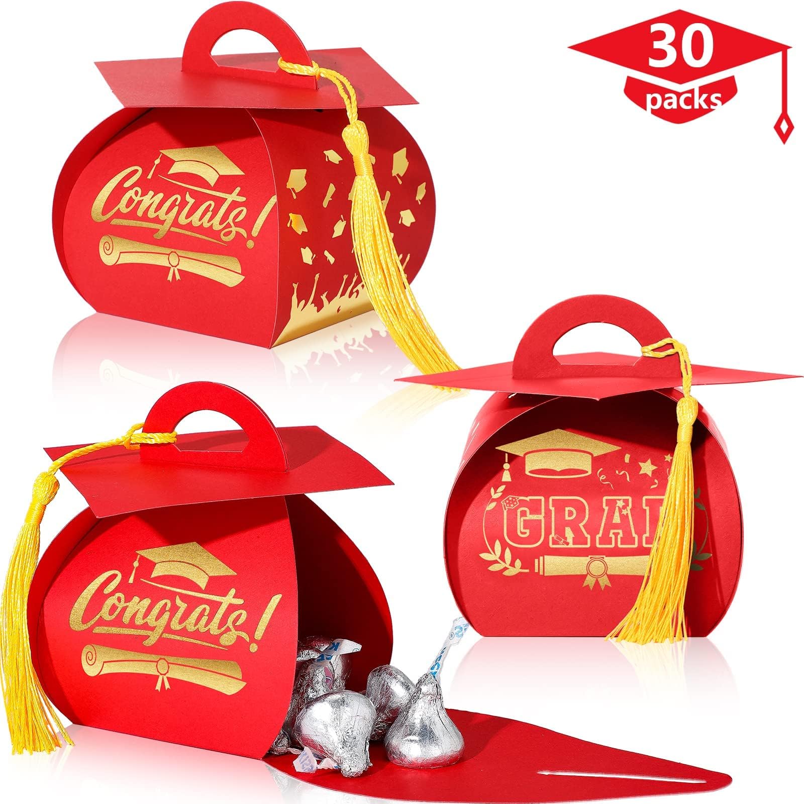 Amazon.com: Faccito 30 Pcs Glitter Graduation Cap Gift Box Graduation ...