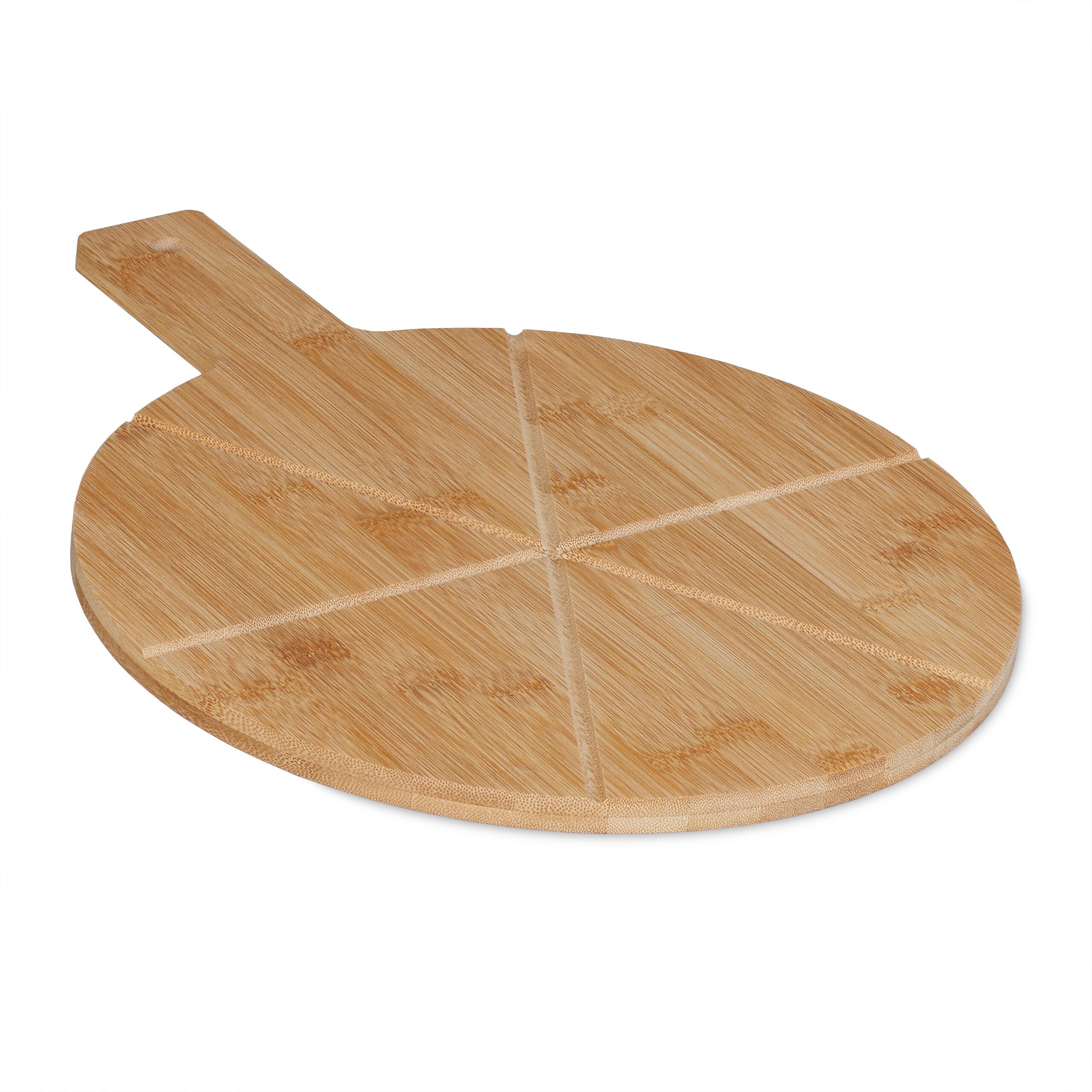 Relaxdays Pizza Board, Bamboo, Ø 30 cm, Serving Platter for Cheese ...