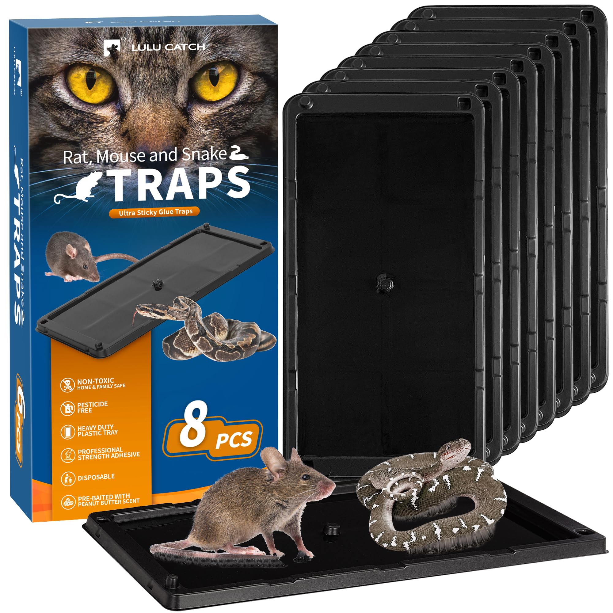 Amazon.com : LULUCATCH Sticky Mouse Trap, 8 Pack Large Glue Traps, Pre ...